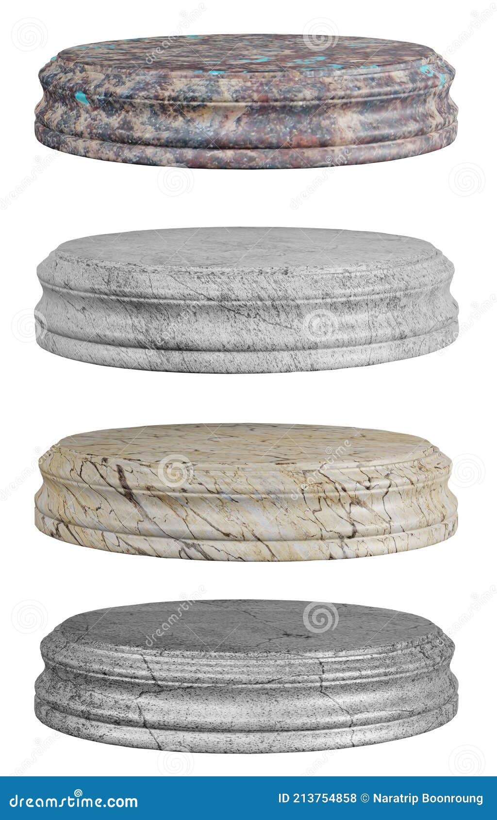 Round Marble Pallet Empty Pallets for Product Presentation on White ...