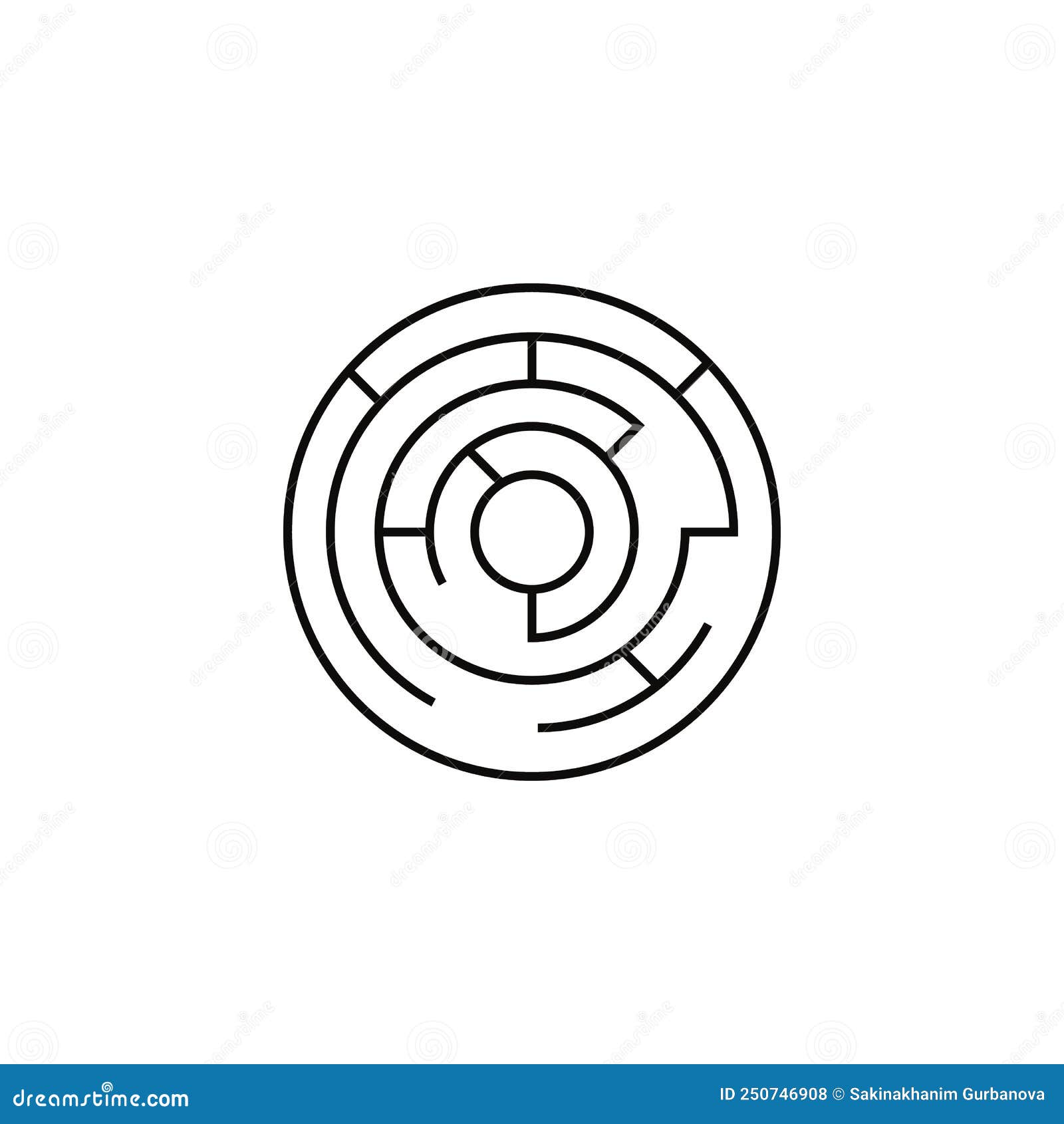 Round Maze Icon - Simple Circle Maze Sign or Logo Element in Thin Line ...