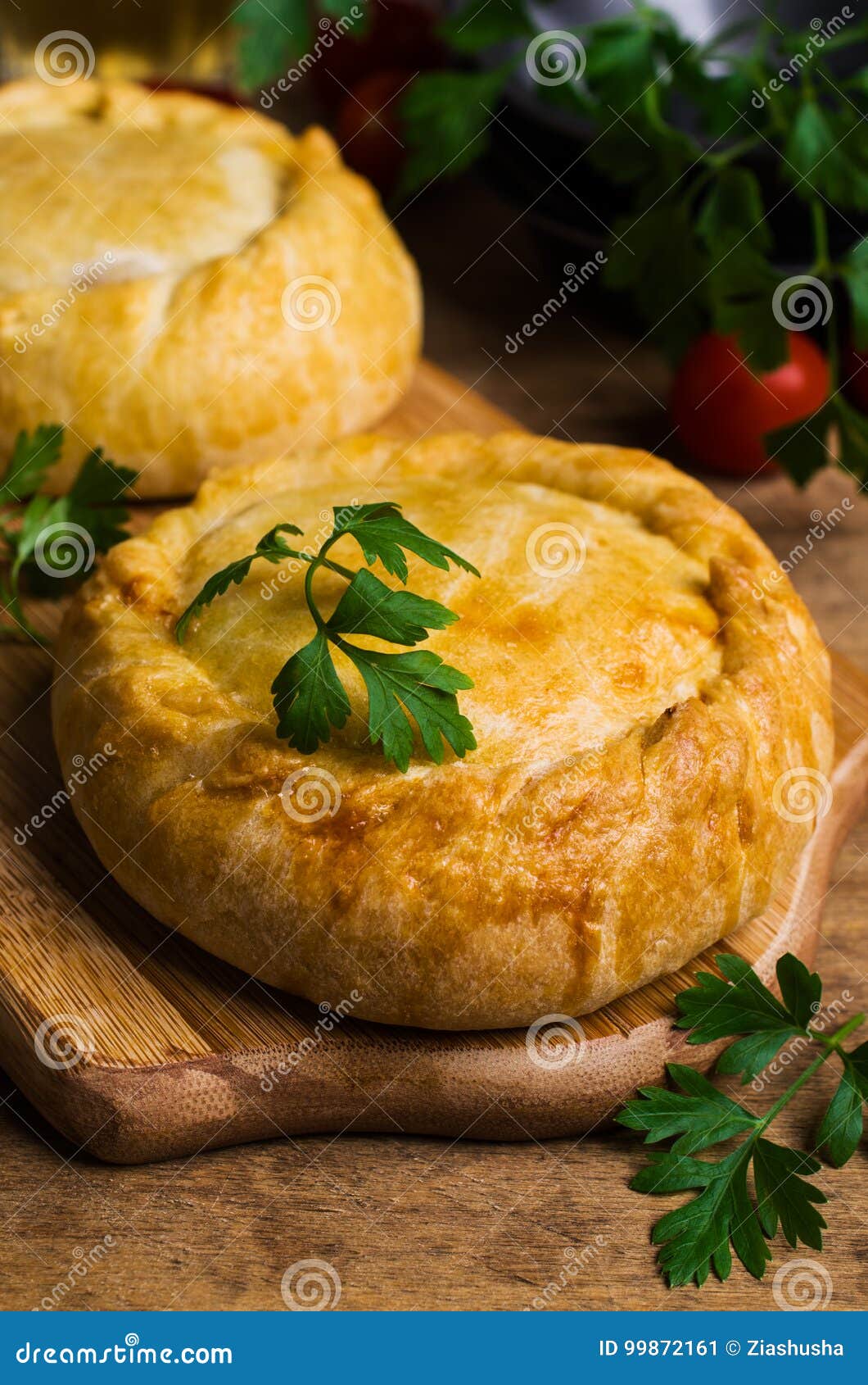 Round Meat Pie with Vegetables Stock Image - Image of parsley, french ...
