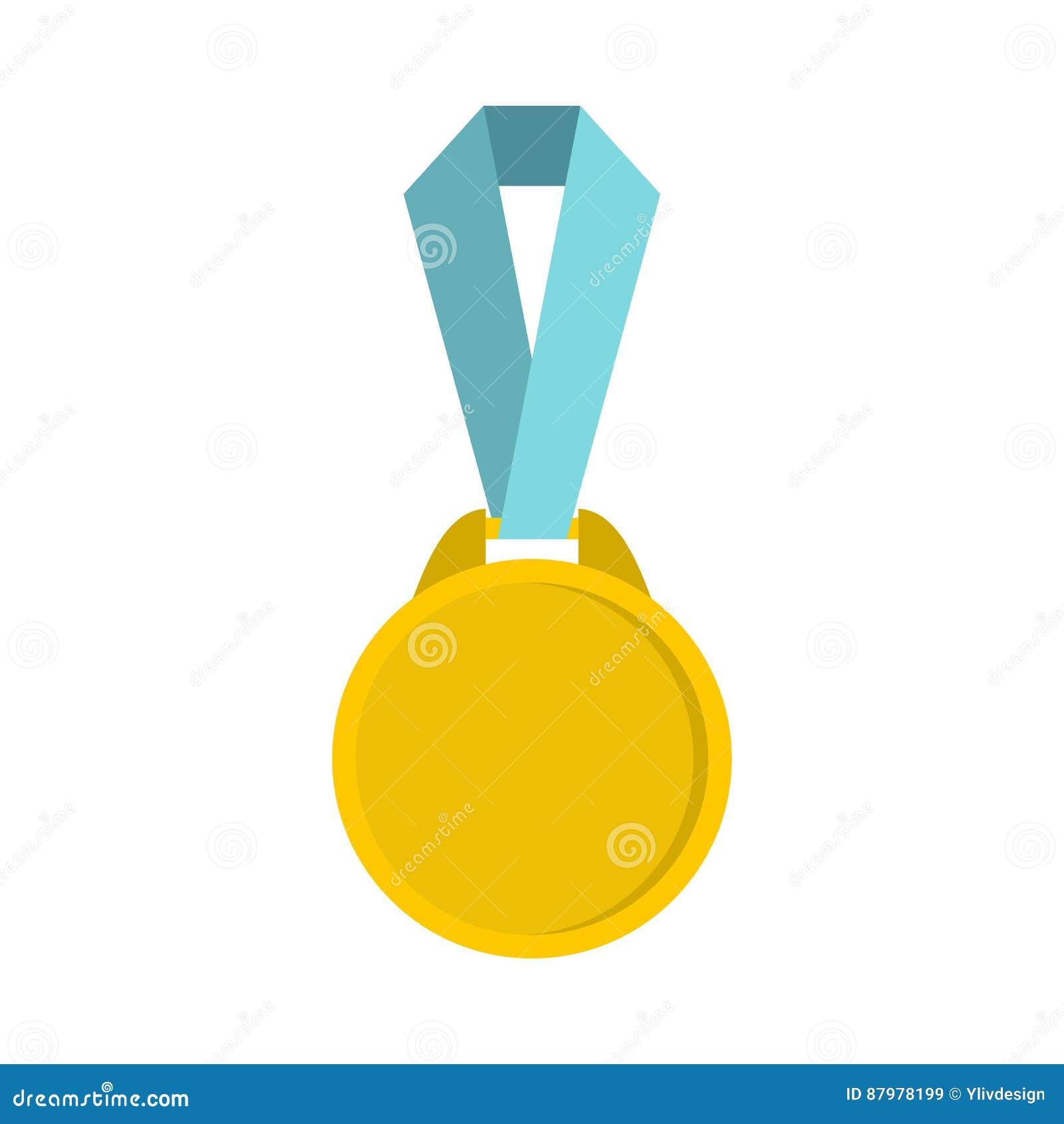 Round Medal with Ribbon Icon, Flat Style Stock Vector - Illustration of ...