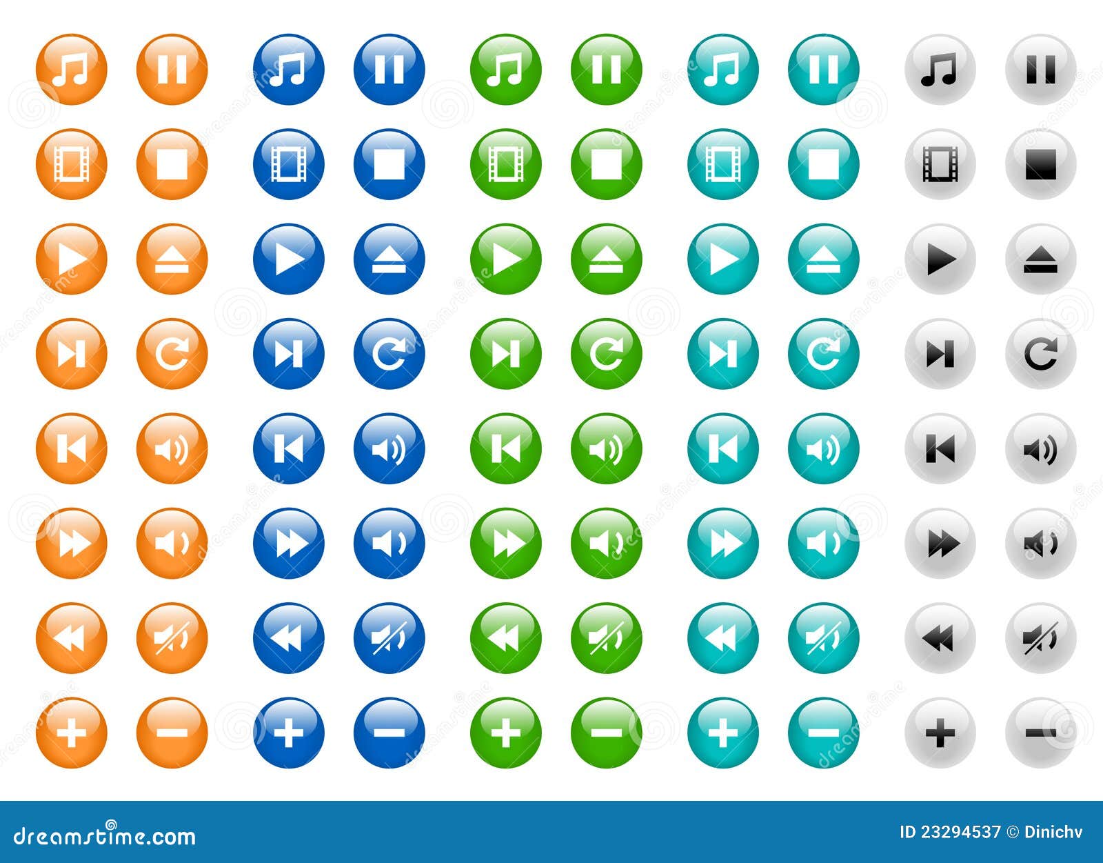 Round media buttons set stock vector. Illustration of round - 23294537