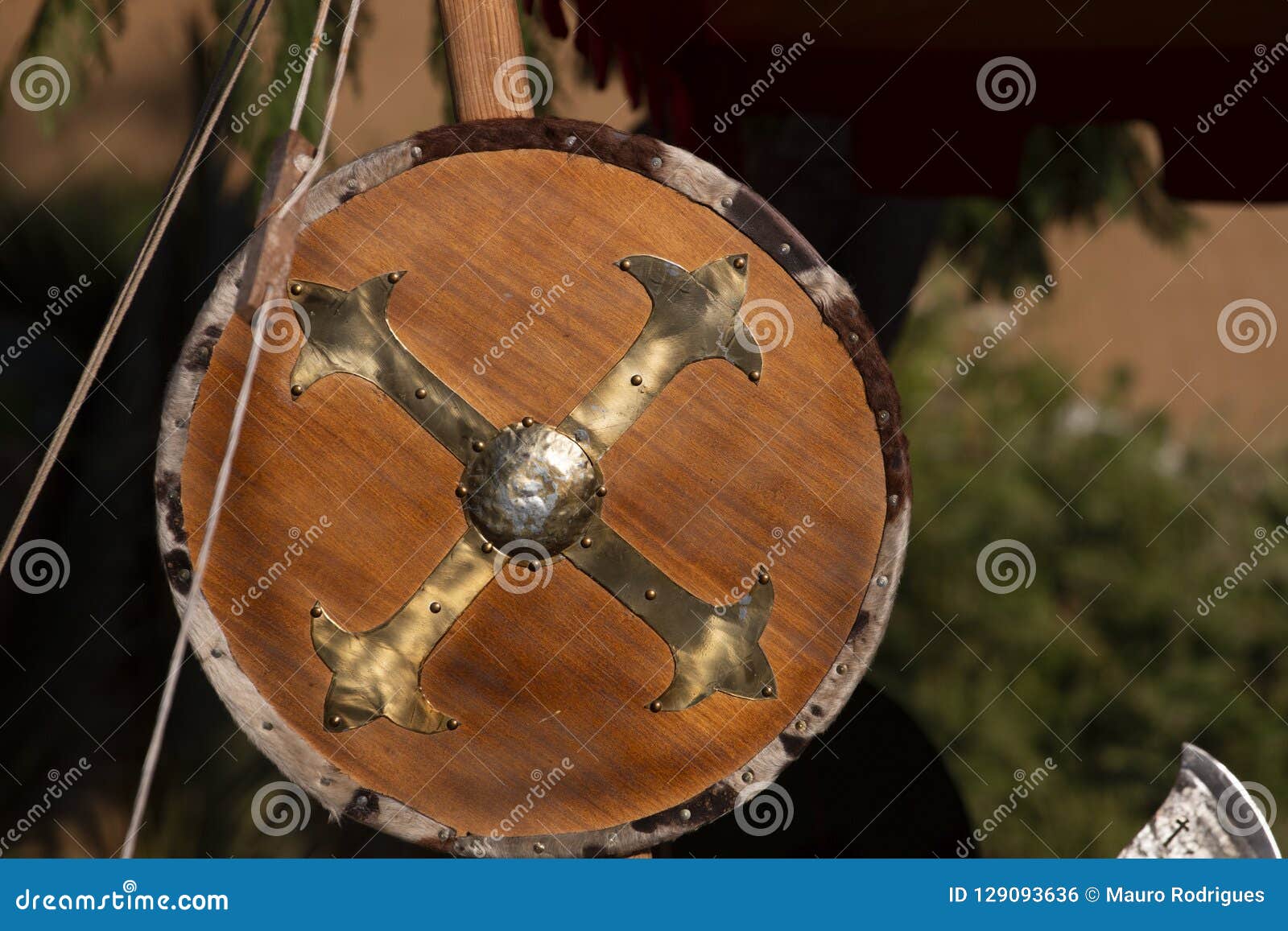Round medieval shield stock photo. Image of armor, center - 129093636