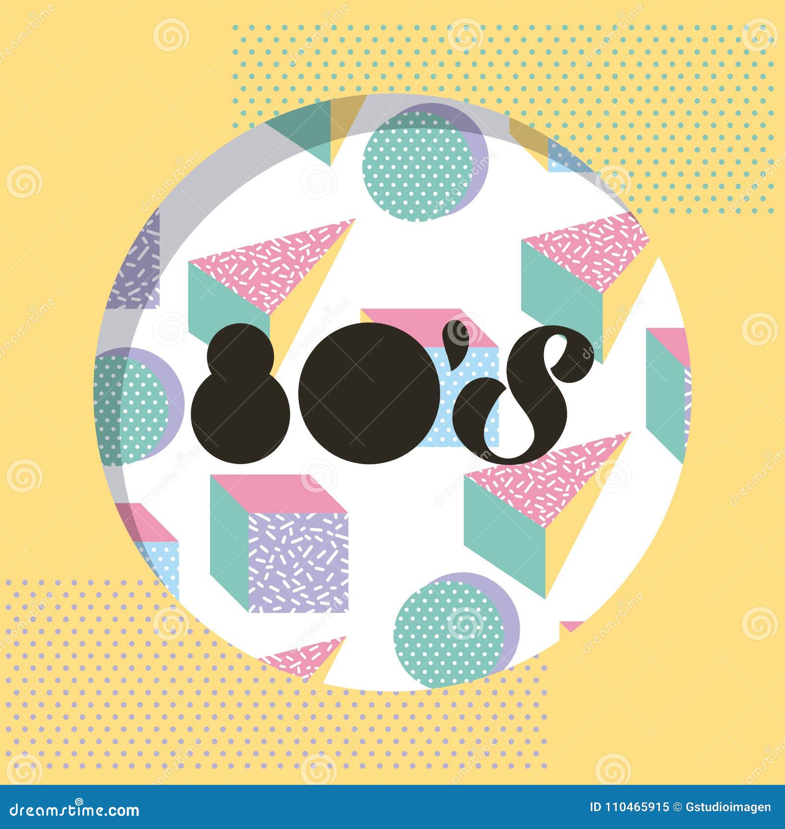 Round 80 Memphis Style Pattern Circle Triangle Design Stock Vector ...