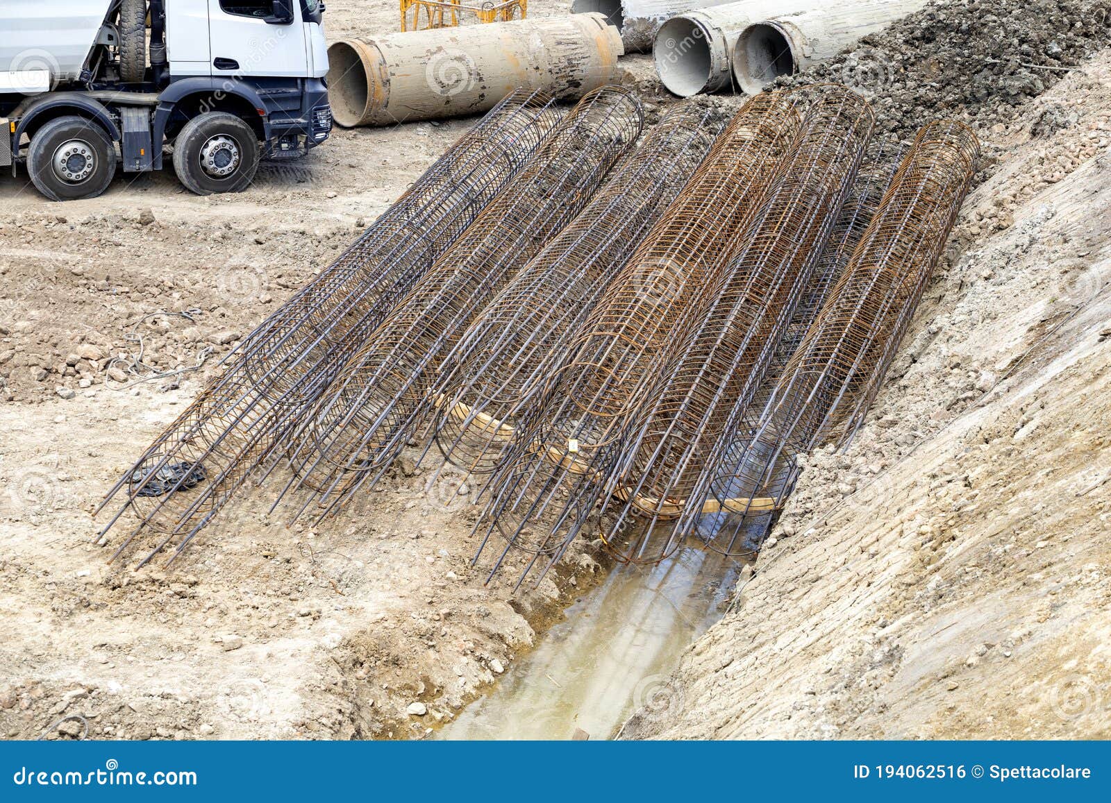 Round mesh reinforcement stock photo. Image of builder - 194062516