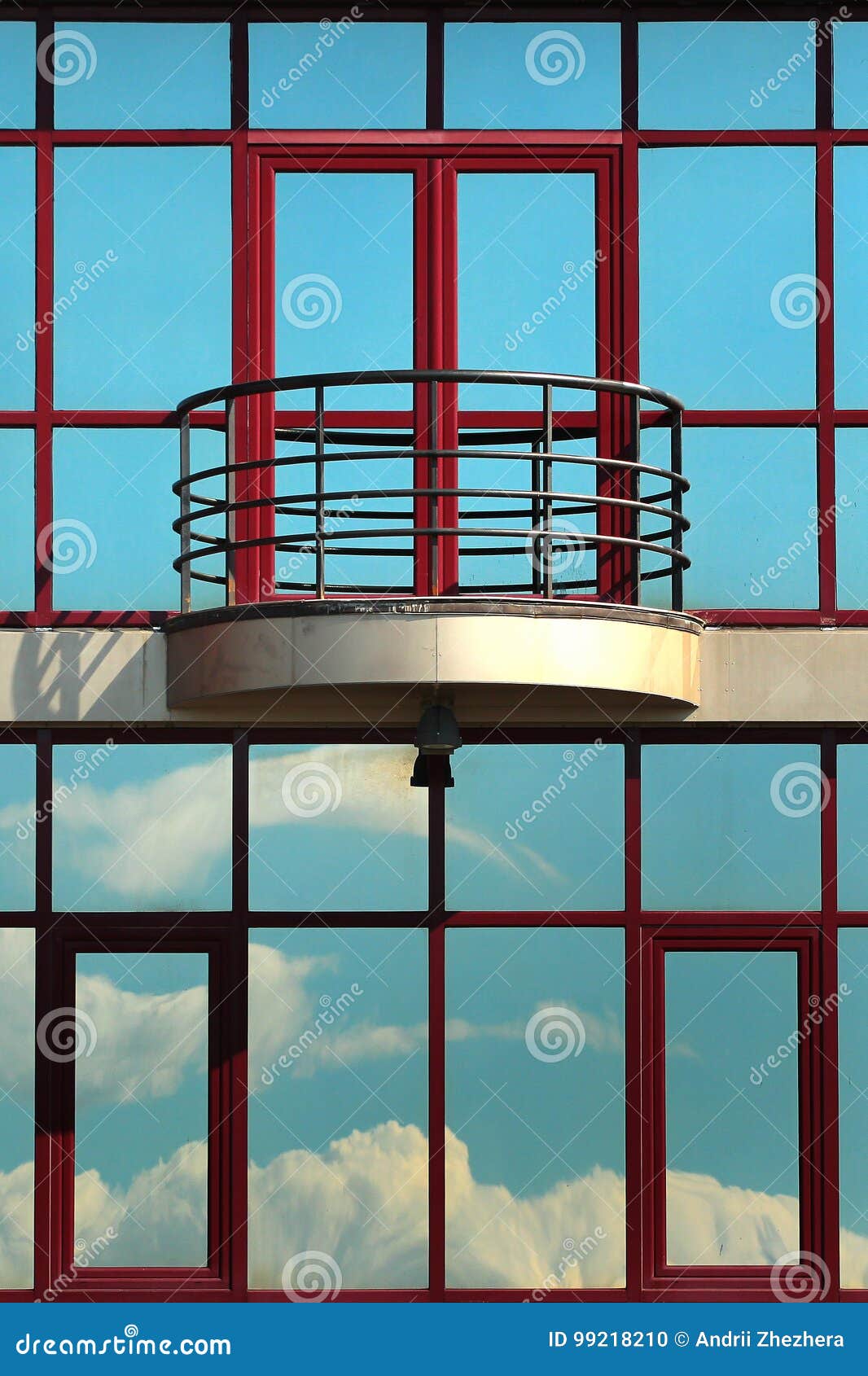 Round Metal Balcony on Glass Wall of a Modern Building Stock Photo ...