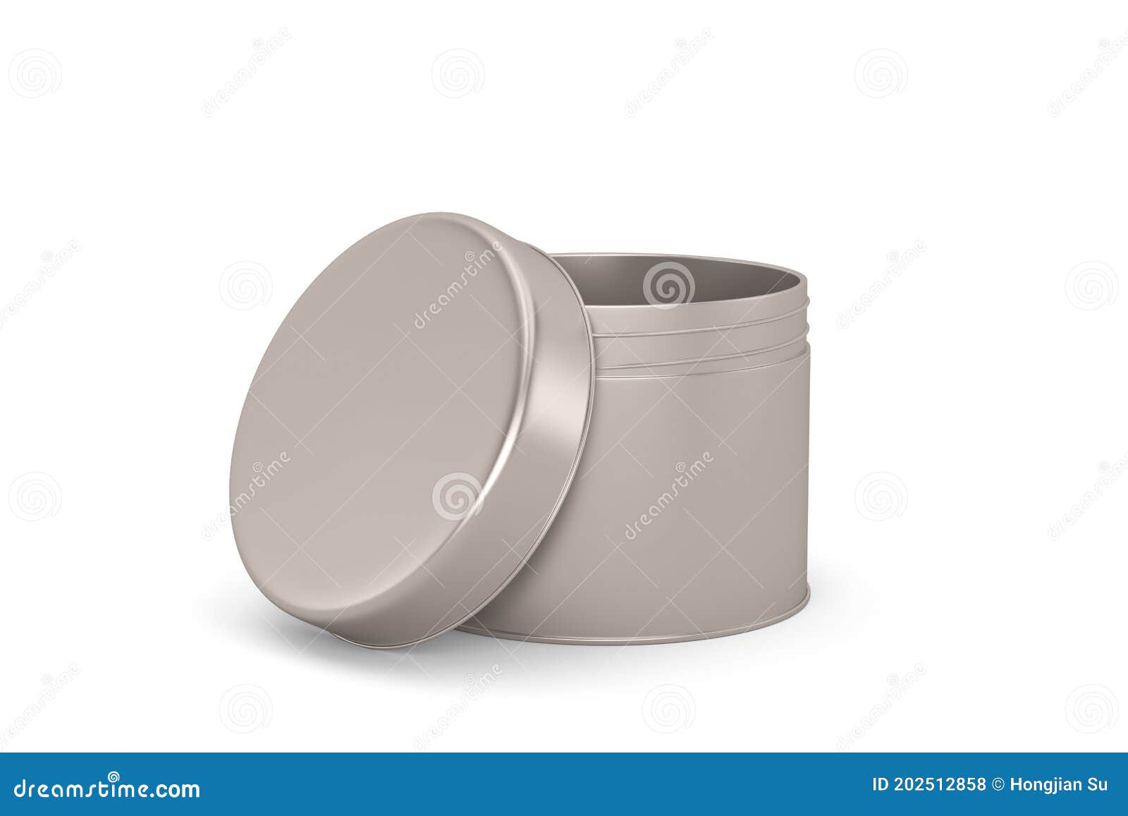 A Round Metal Box Isolated on White Background, 3D Rendering. 3D ...