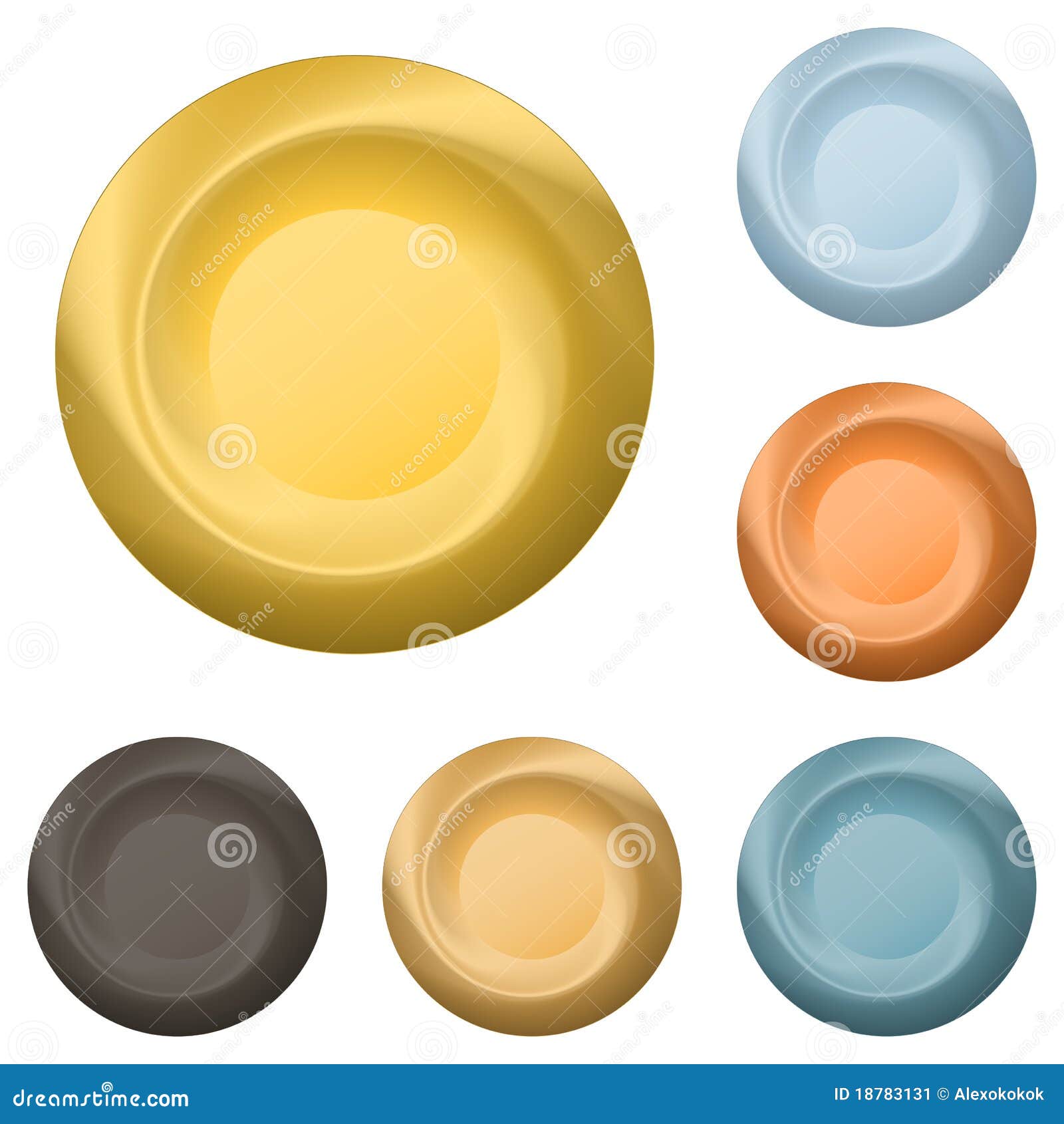 Round metal buttons stock vector. Illustration of color - 18783131