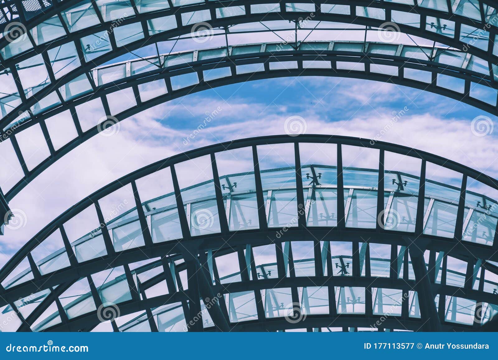 Metal Ceiling Modern Architecture with Blue Sky in the Background Stock ...