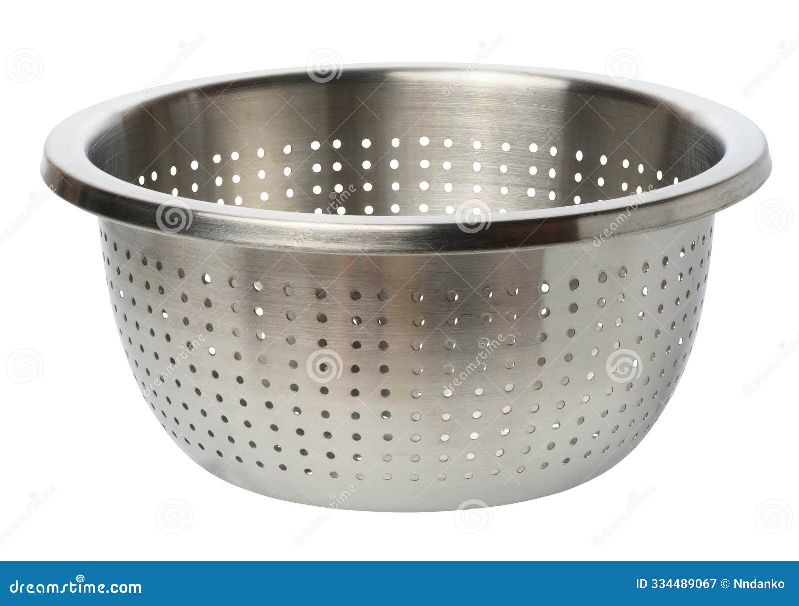 Round Metal Empty Colander with Holes on Isolated Background Stock ...