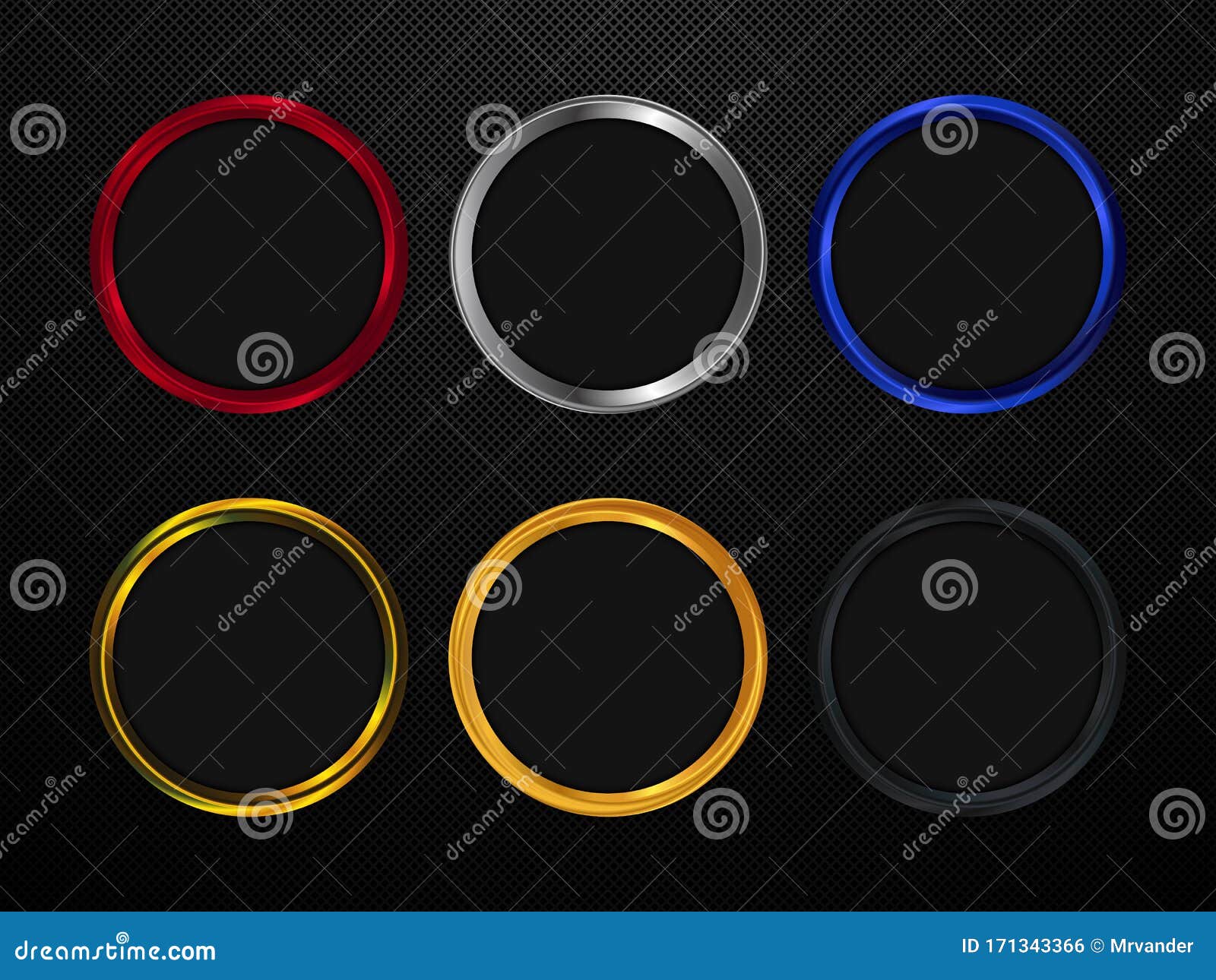 Round Metal Frames Set. Vector Design Stock Vector - Illustration of ...