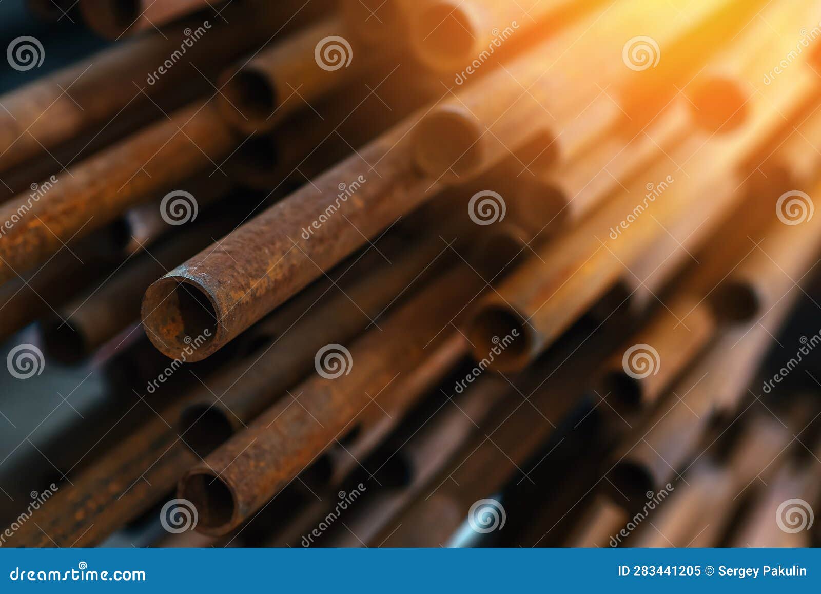 Round Metal Pipes of Small Diameter Lie in Stack. Pipes for Water ...