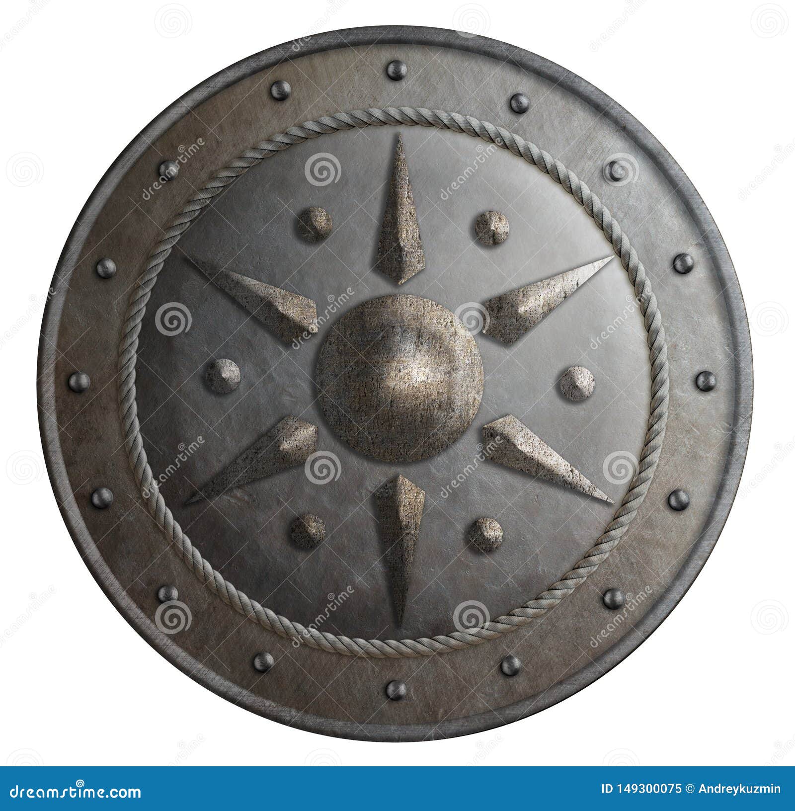 Round Metal Shield Isolated 3d Illustration Stock Image - Image of ...