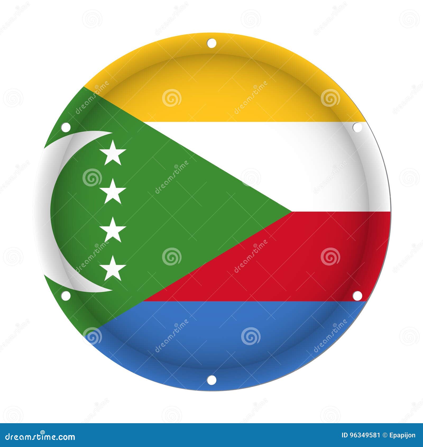 Round Metallic Flag of Comoros with Holes Stock Vector - Illustration ...