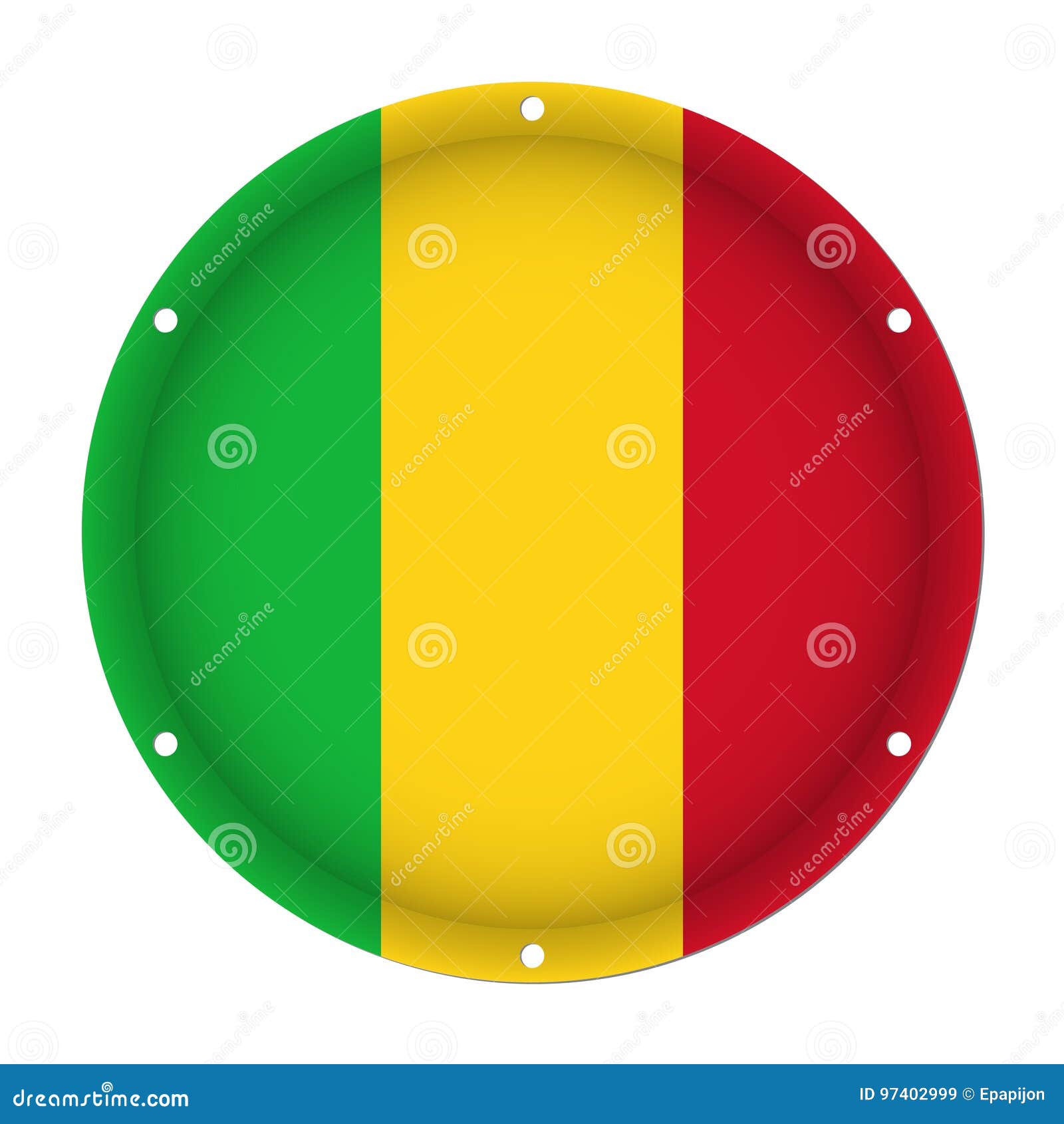 Round Metallic Flag of Mali with Holes Stock Vector - Illustration of ...