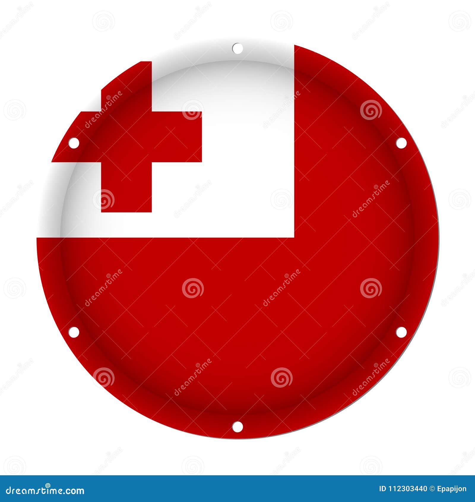 Round Metallic Flag of Tonga with Holes Stock Vector - Illustration of ...
