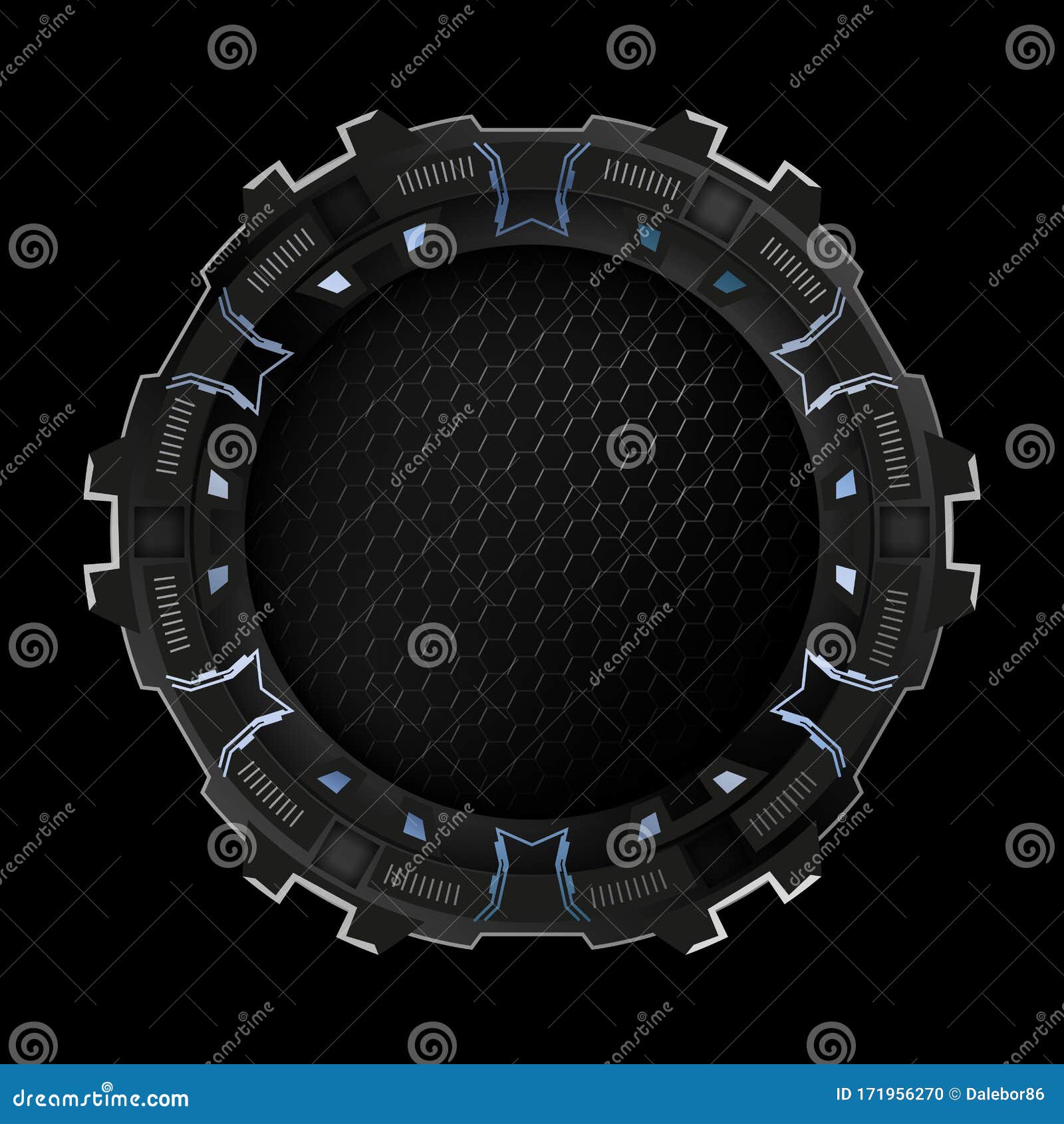 Round Metallic Frame for Futuristic Design Stock Vector - Illustration ...
