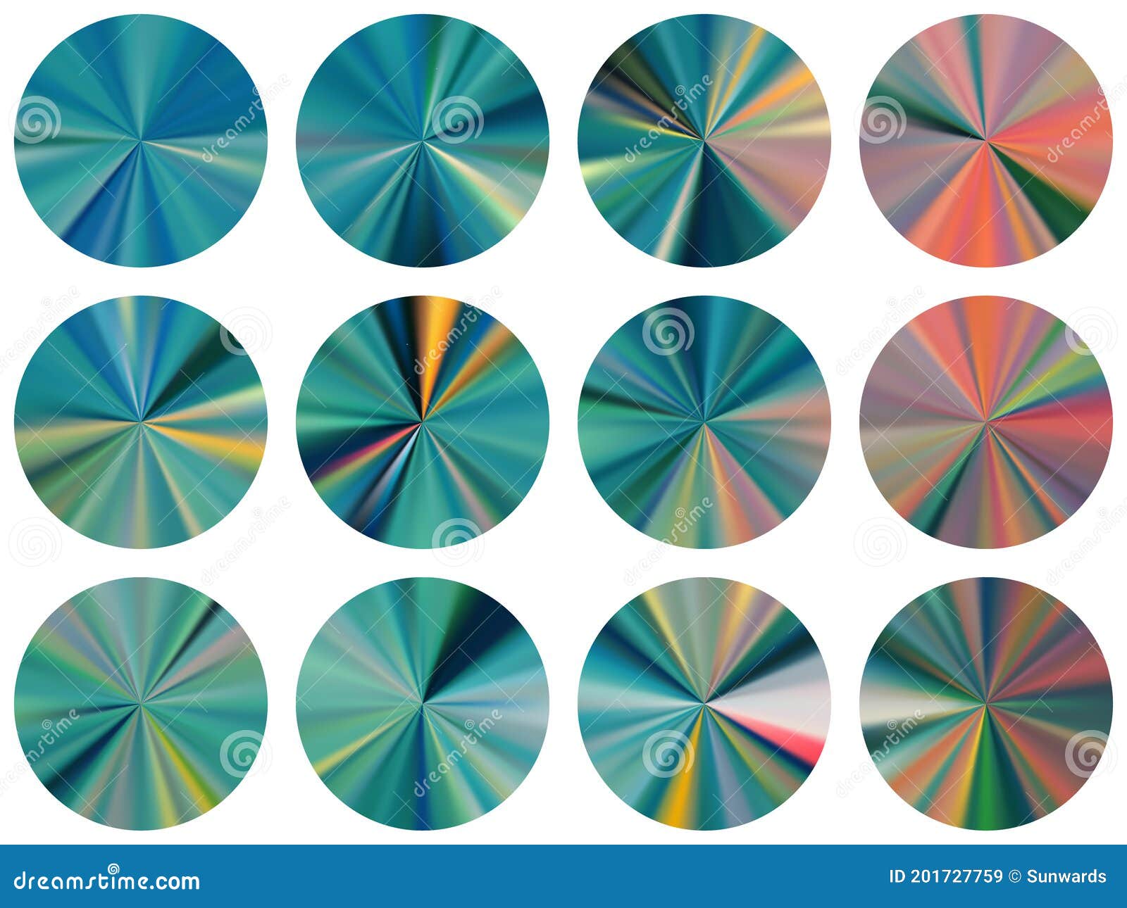 Round Metallic Gradient Disk Elements Vector Set. Stock Vector ...