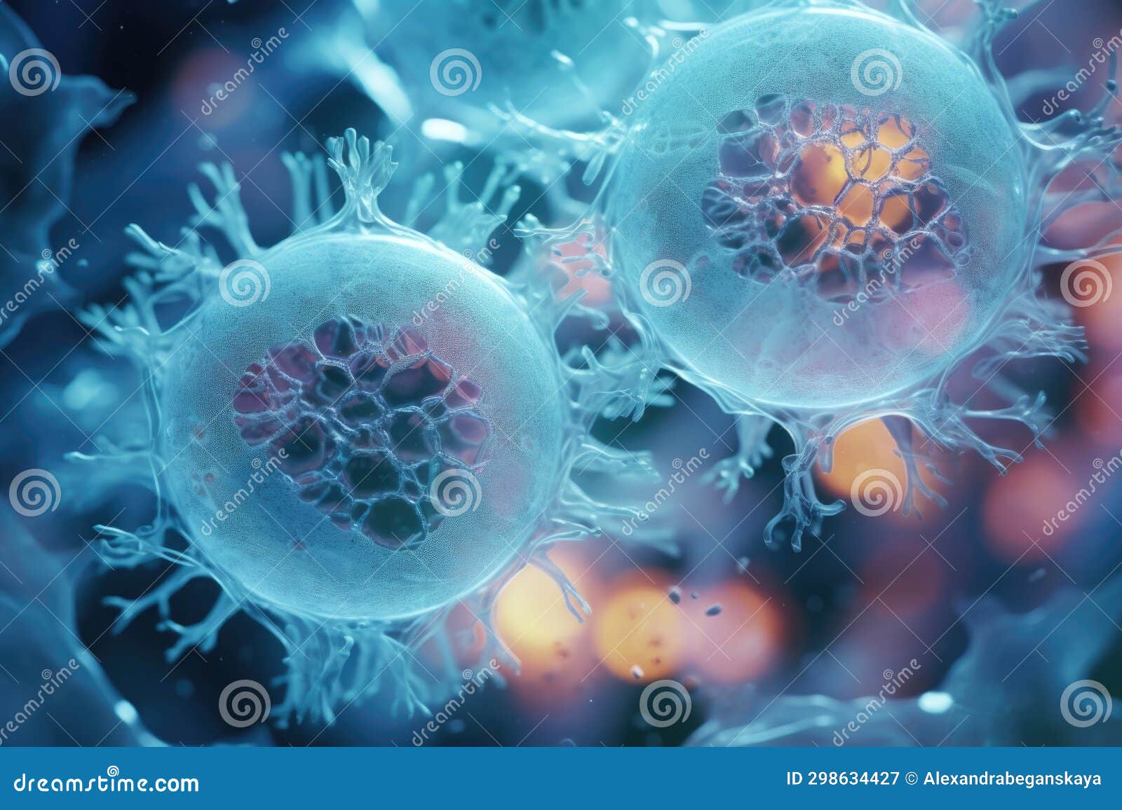 Round Microorganisms Under the Microscope Stock Illustration ...