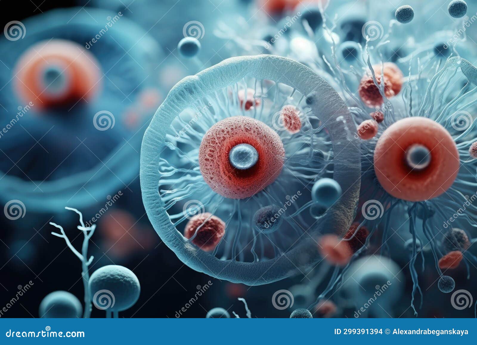 Round Microorganisms Under the Microscope Stock Illustration ...