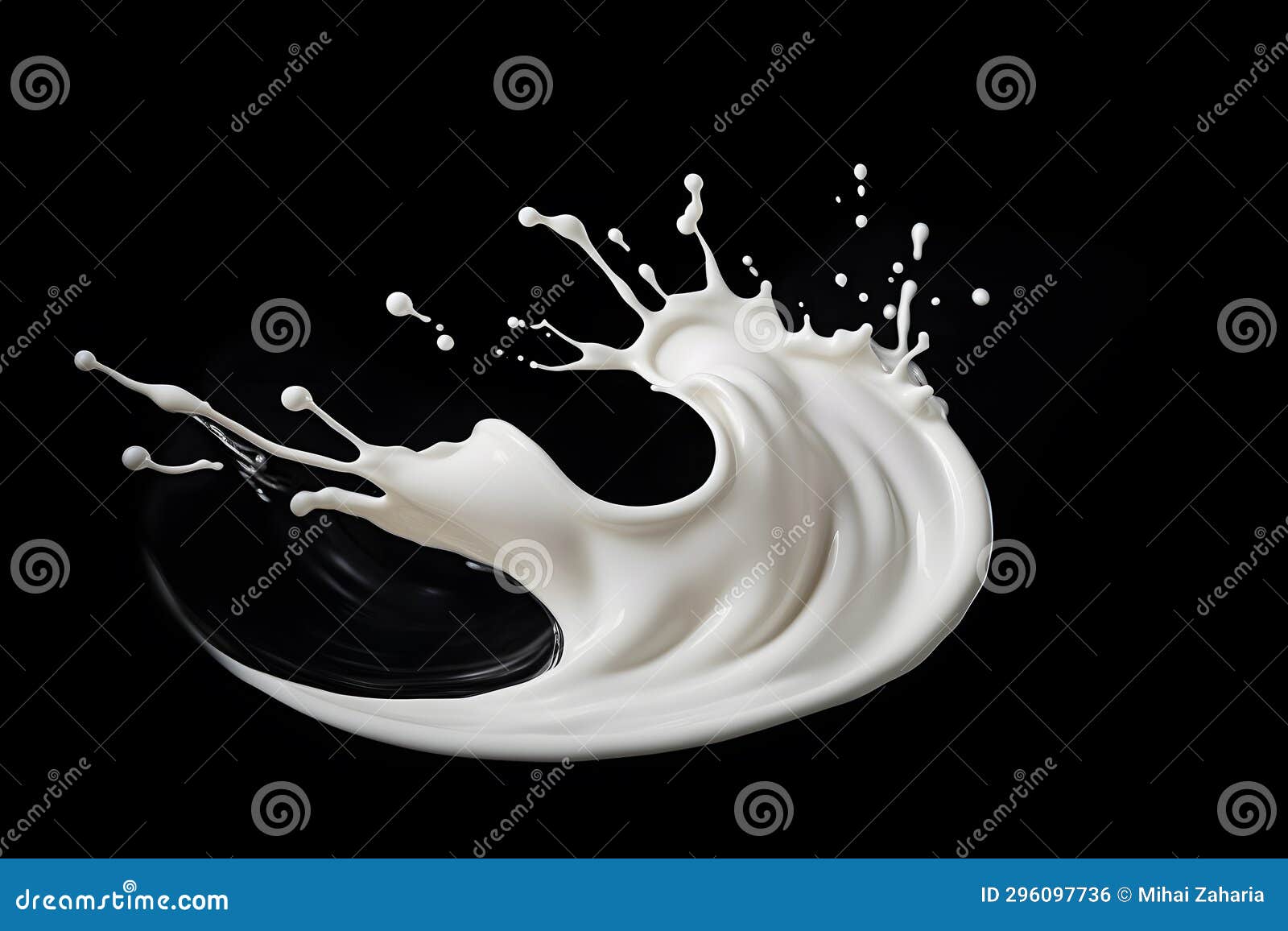 Round Milk Splash Wave Isolated on Black Background. Generative AI ...