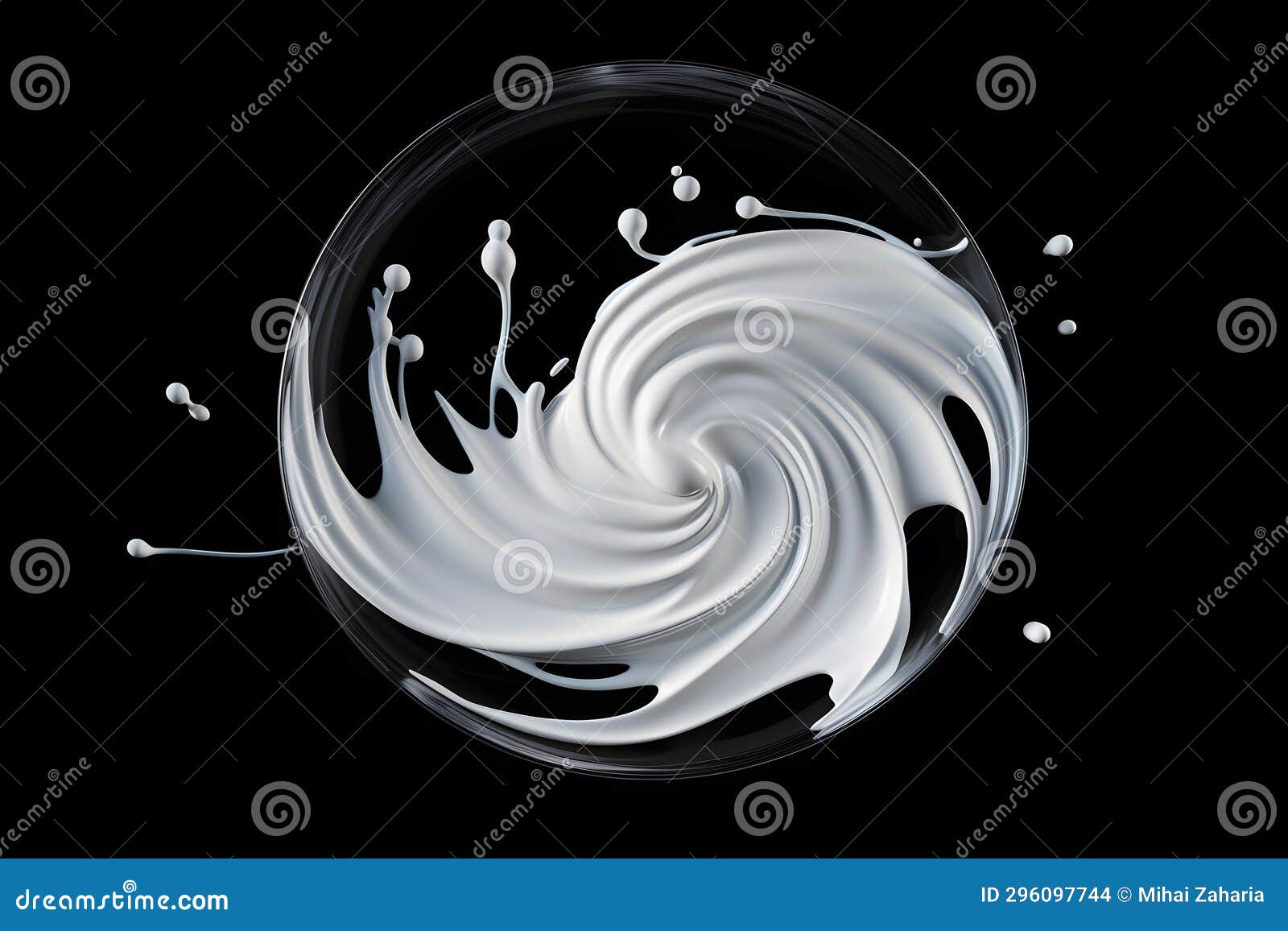 Round Milk Splash Wave Isolated on Black Background. Generative AI ...
