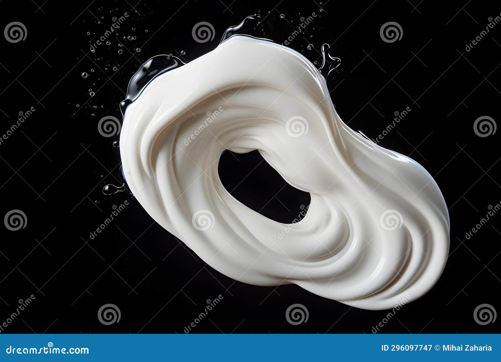 Round Milk Splash Wave Isolated on Black Background. Generative AI ...