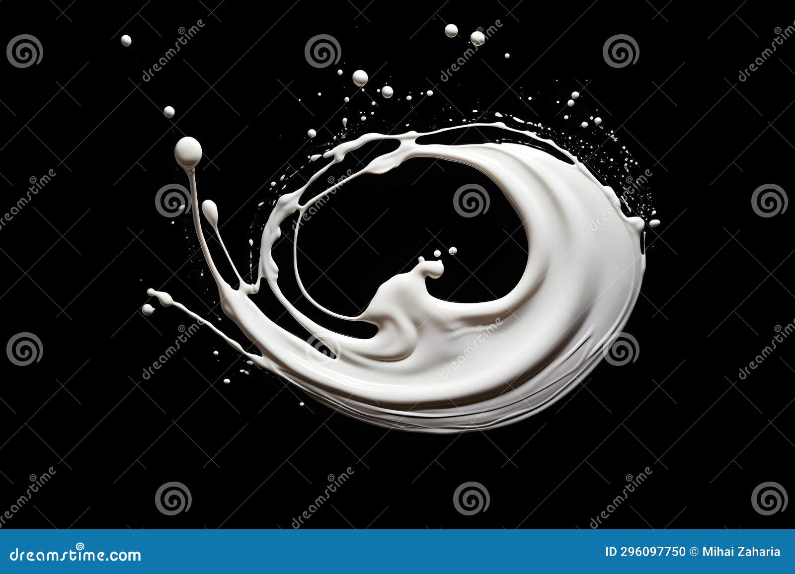 Round Milk Splash Wave Isolated on Black Background. Generative AI ...