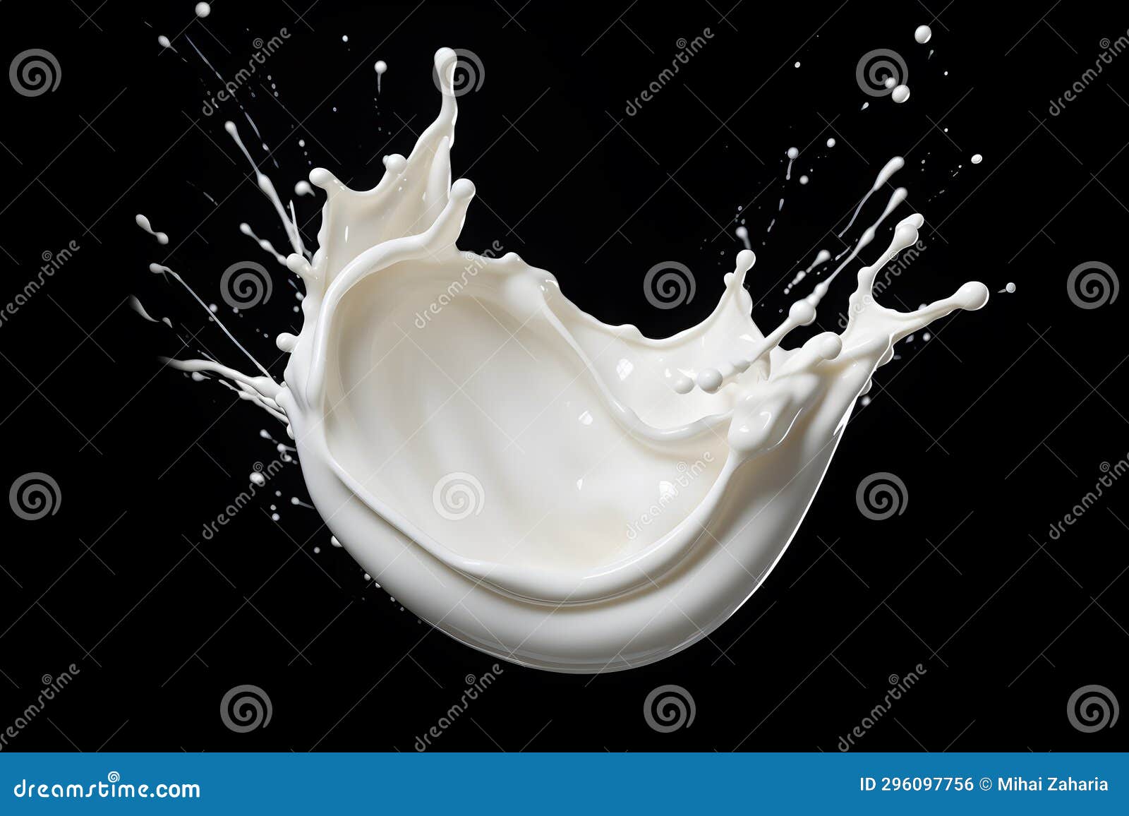 Round Milk Splash Wave Isolated on Black Background. Generative AI ...