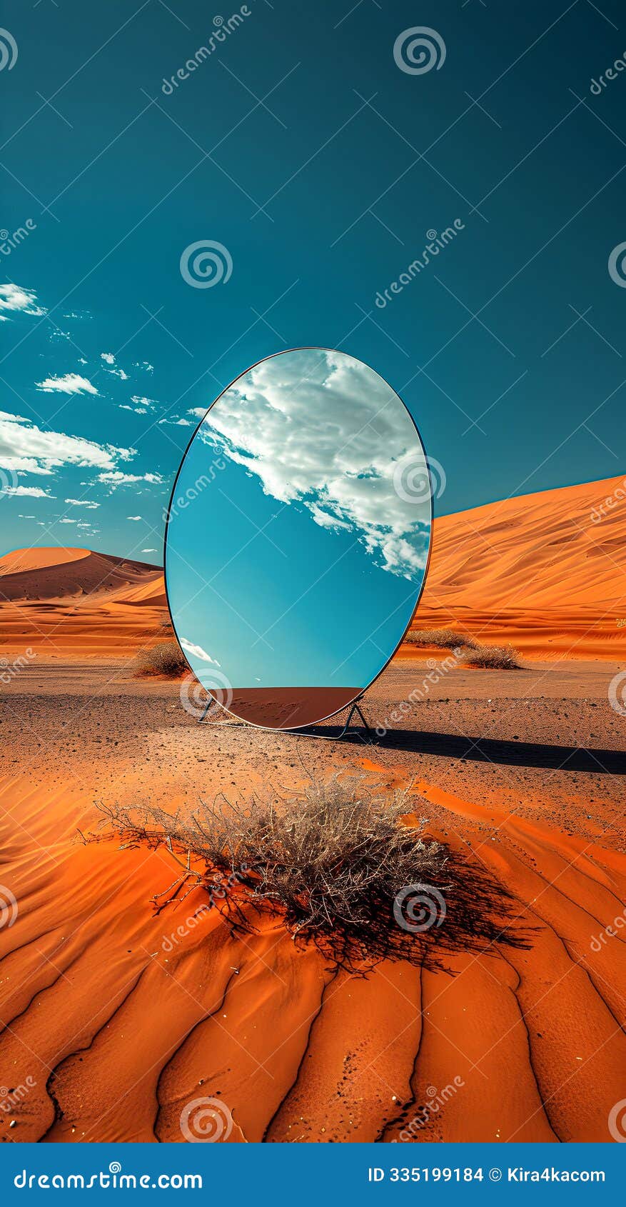 Round Mirror in the Desert Reflection of Nature Stock Photo - Image of ...