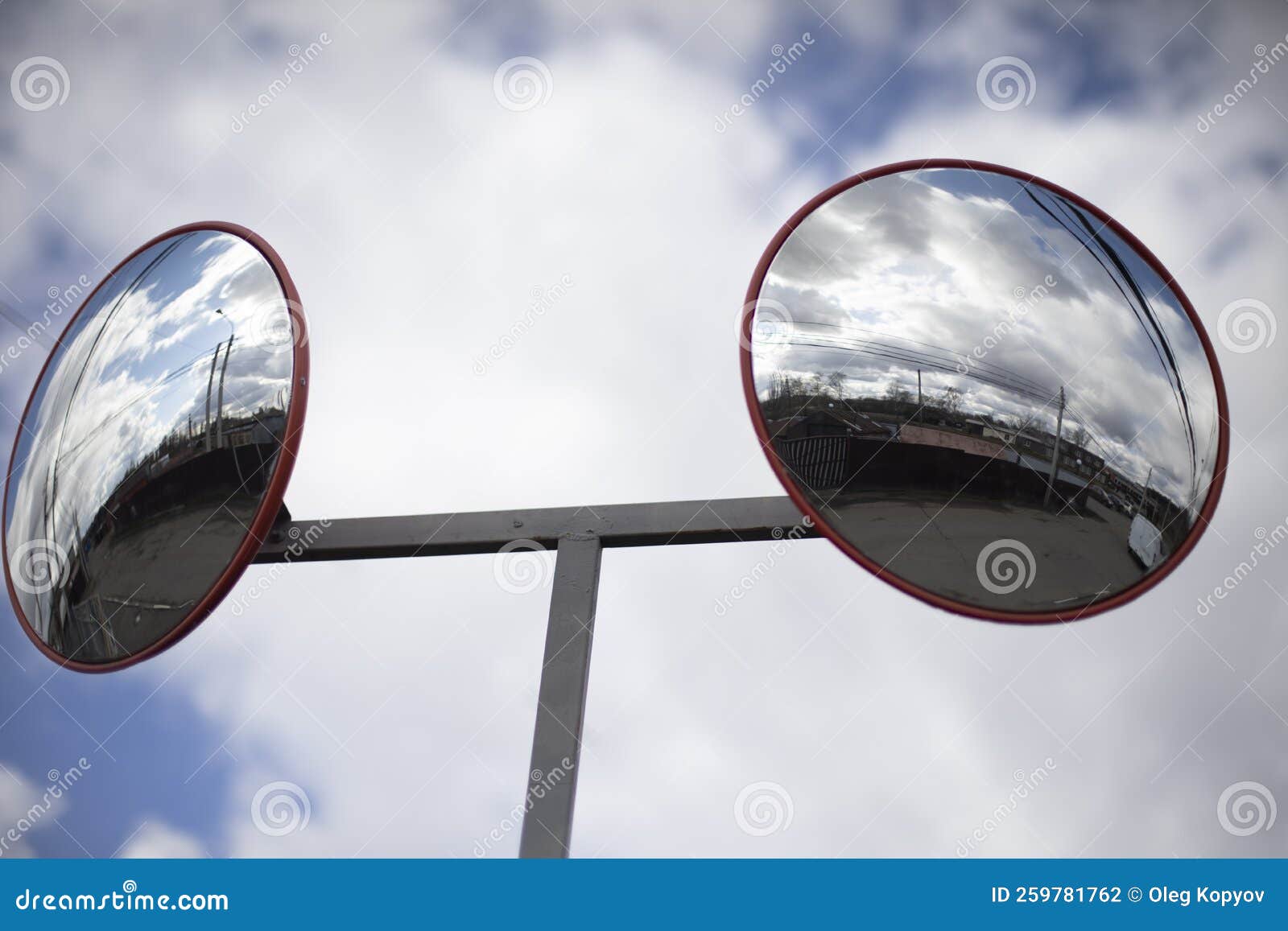 Round Mirror in Parking Lot. Mirror for Observation Stock Photo - Image ...