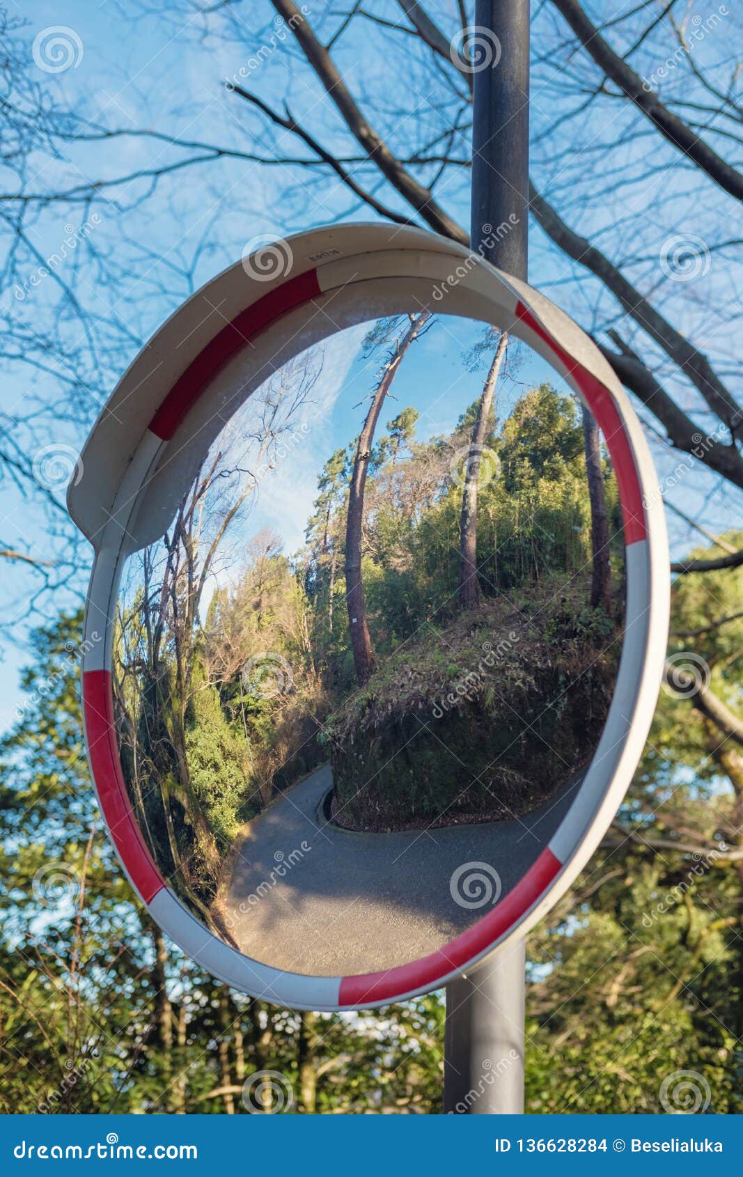 Round mirror stock photo. Image of rural, reflection - 136628284