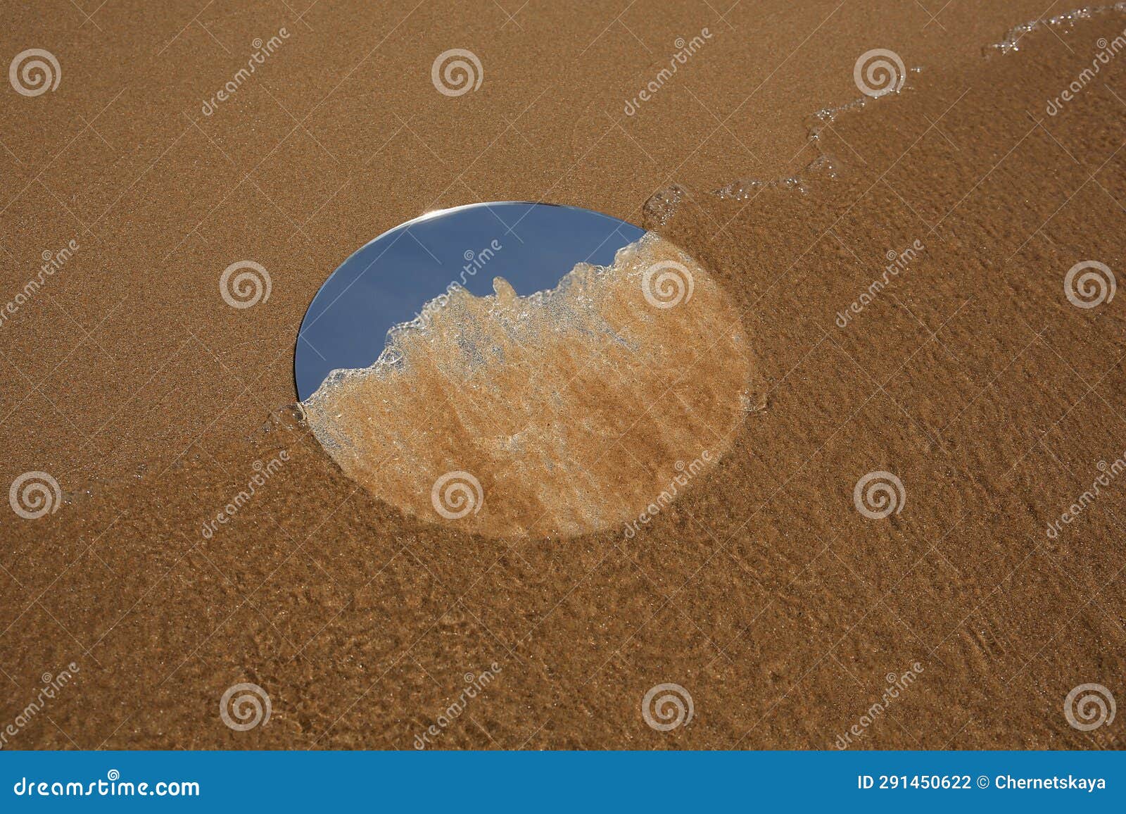 Round Mirror with Sand on Beach Outdoors Stock Photo - Image of ...