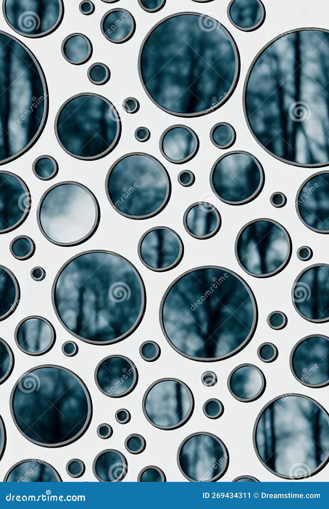 Round Mirrors with Forest Reflection Abstract Pattern. Stock ...