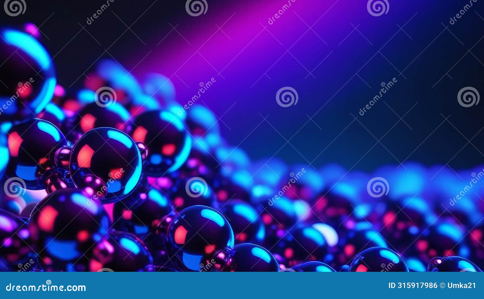 Round Molecules in Blue, Neon Light Stock Photo - Image of background ...
