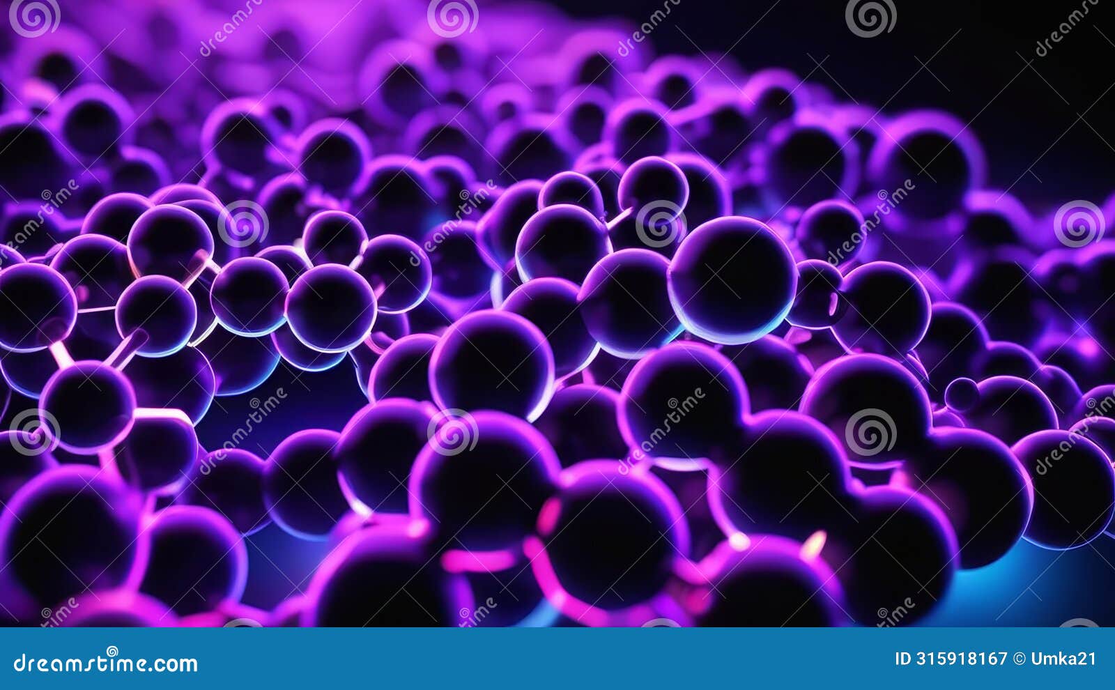 Round Molecules in Purple, Neon Light Stock Image - Image of organic ...