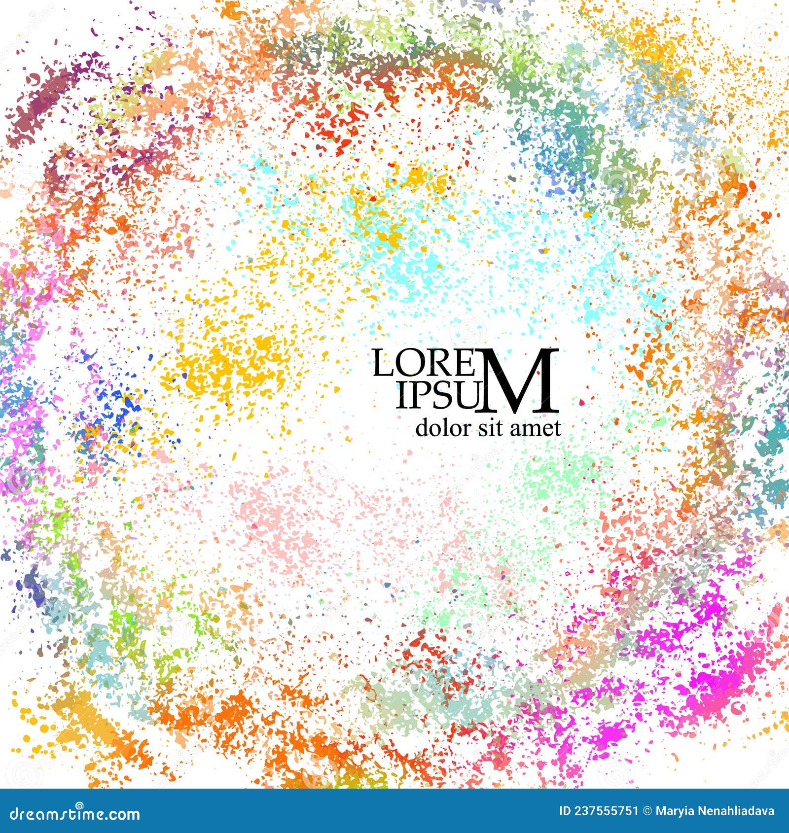 Round Multi-colored Frame from Spots of Paint. Background from Blots ...