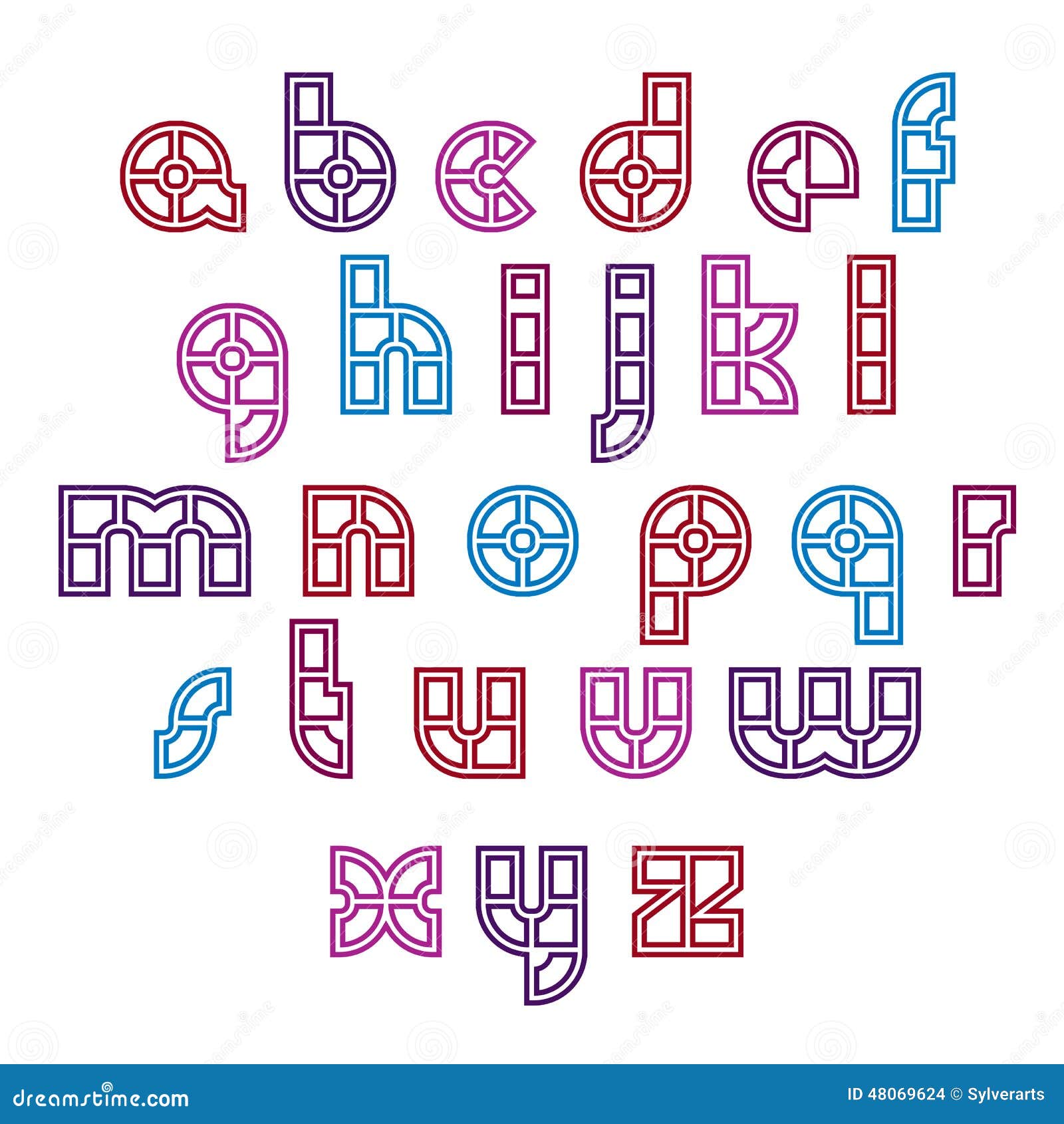 Technical Small Characters Created From Sections, Light Industrial ...