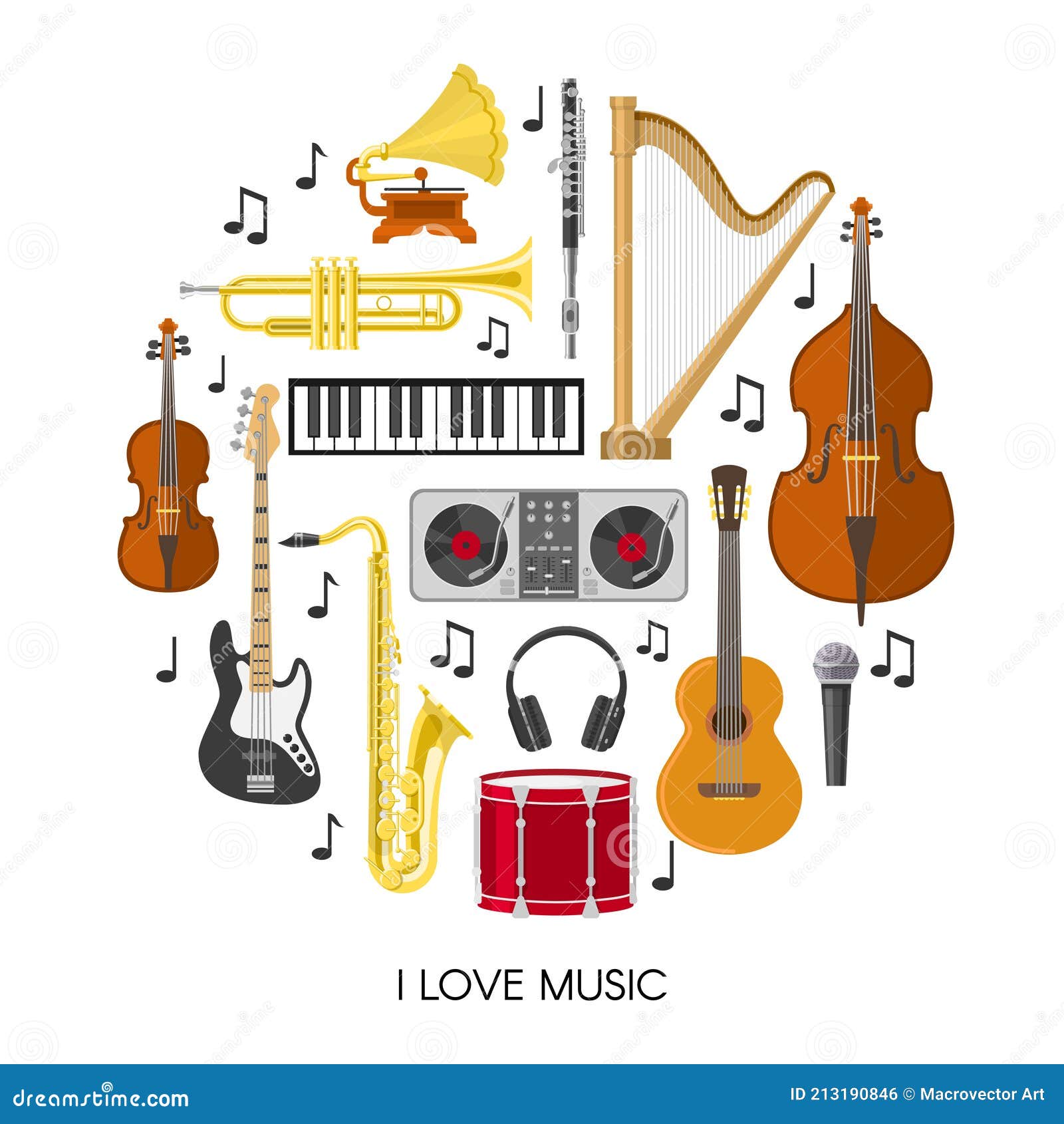 Round Music Composition stock vector. Illustration of festival - 213190846
