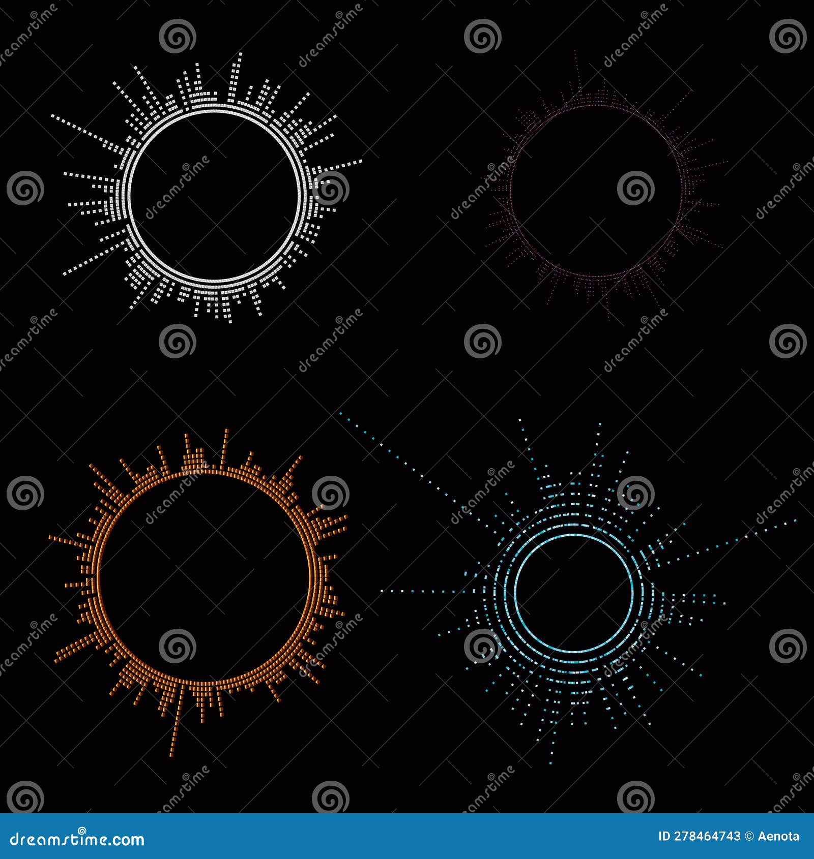 Round Music Equalizer Scale Vector Graphic Element Set Stock Vector ...