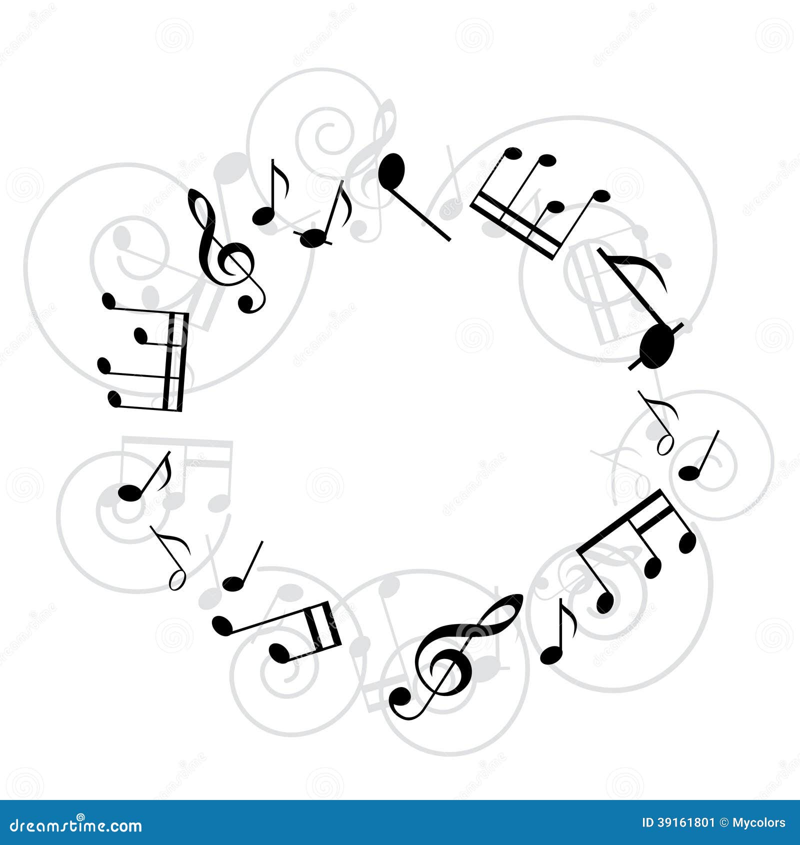 Round music frame - vector stock vector. Illustration of element - 39161801
