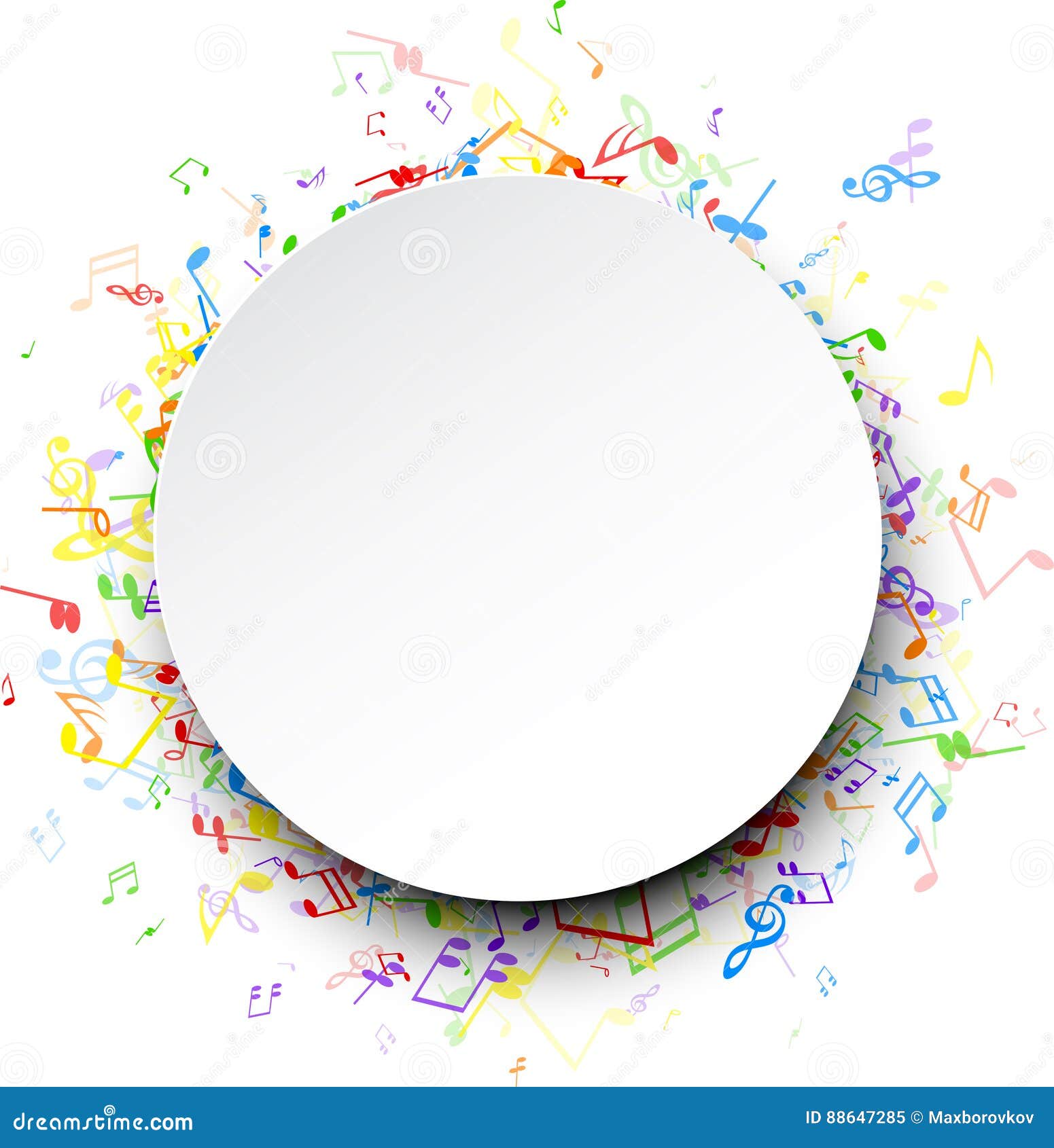 Round Musical Background with Notes. Stock Vector - Illustration of ...