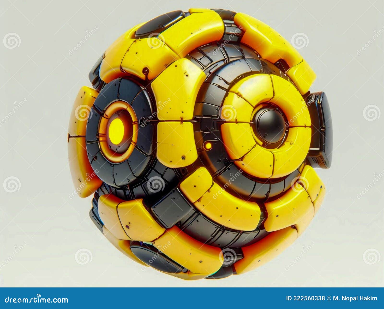 Round Mysterious Object in Yellow and Black on White Background Stock ...