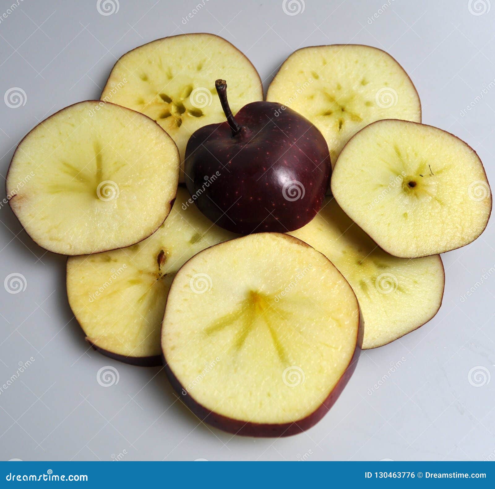 Round Natural Apple Slices on a White Background Stock Photo - Image of ...