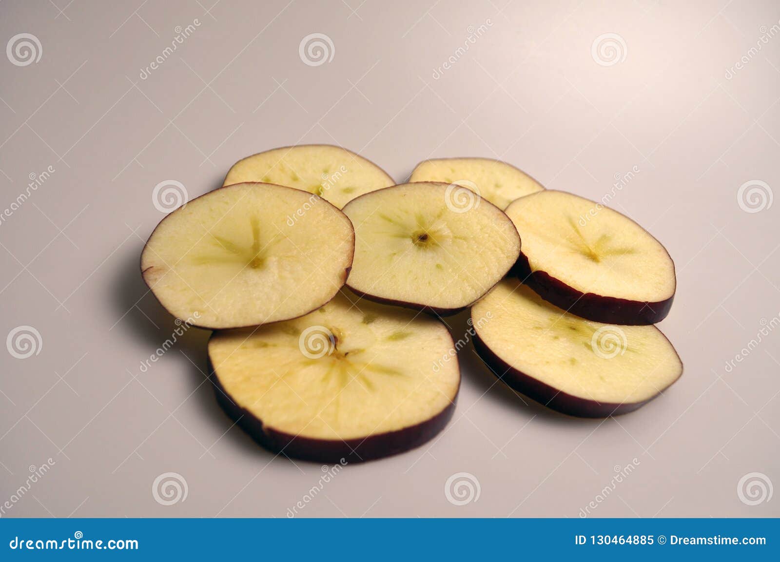 Round Natural Apple Slices on a White Background Stock Image - Image of ...