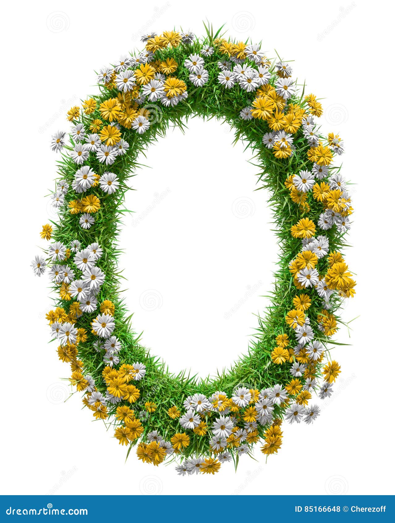 Round Natural Frame with Grass and Flowers Stock Photo - Image of ...