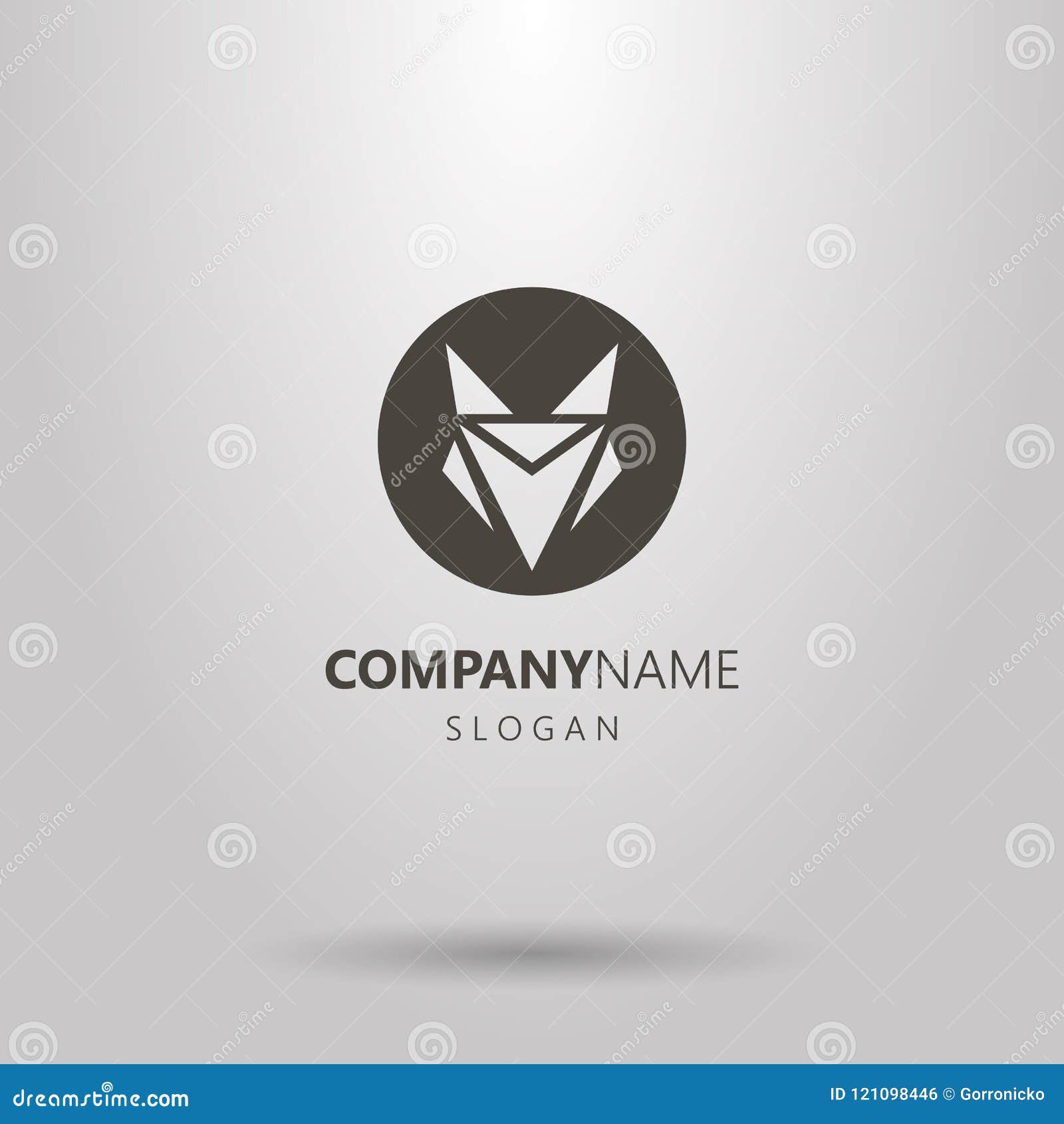 Round Negative Space Logo of an Abstract Fox Head Stock Vector ...