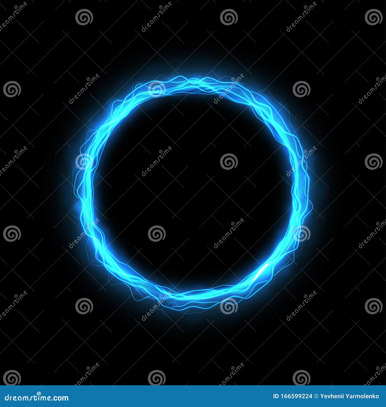 Round Neon Frame with Luminous and Wave Lines. Glowing Light Ring ...
