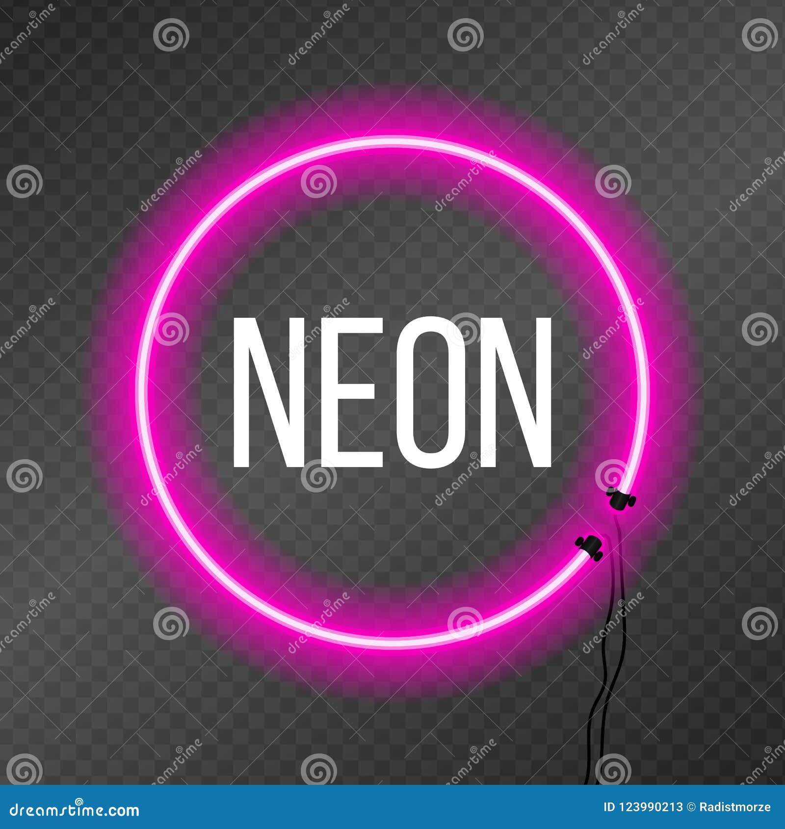 Round Neon Frame On Transparency Background. Stock Photography ...