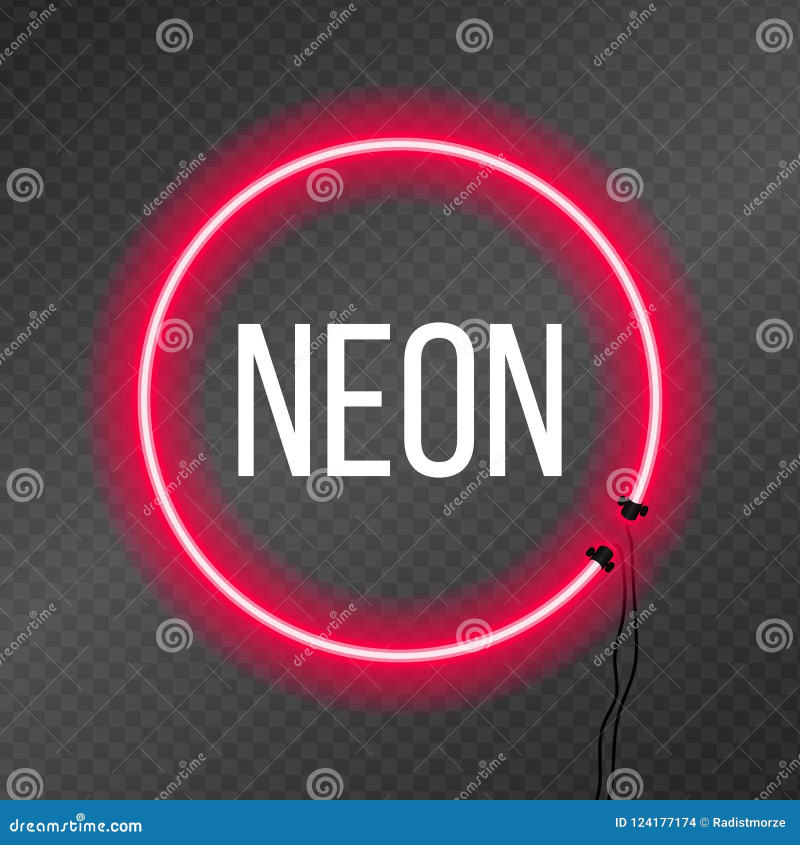 Round Neon Frame on Transparency Background. Stock Illustration ...