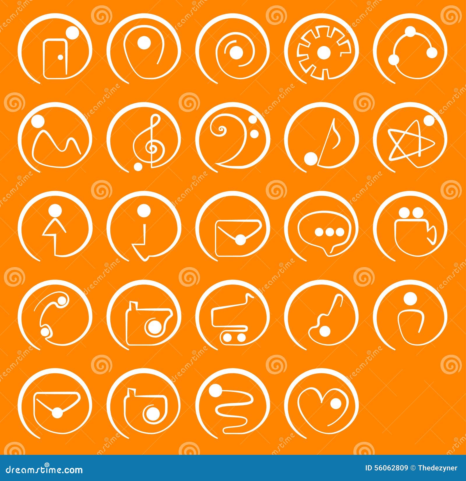 Round One Stroke Icon Set stock vector. Illustration of form - 56062809